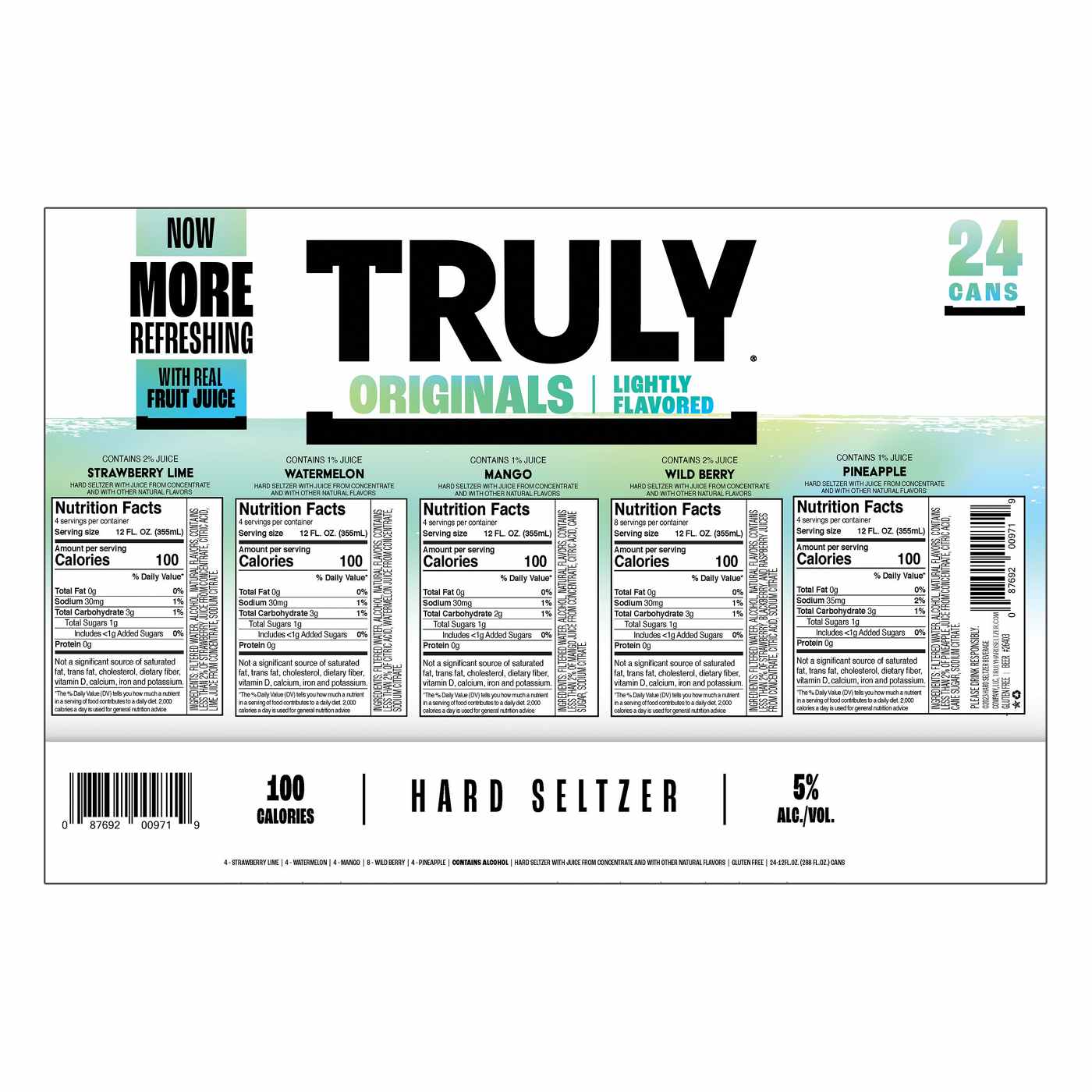 Truly Hard Seltzer Originals Variety Pack 24 pk Cans - Shop Malt ...