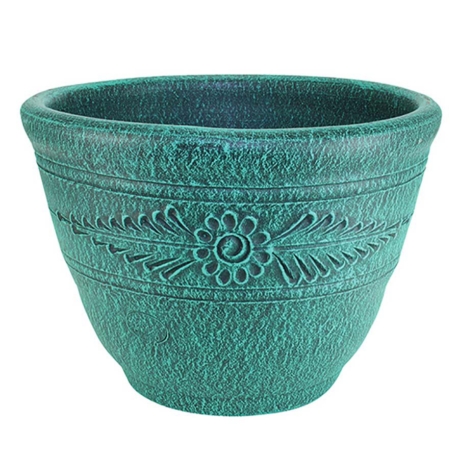 PR Imports Green Floral Etched Bell Planter - Shop Patio & Outdoor at H-E-B