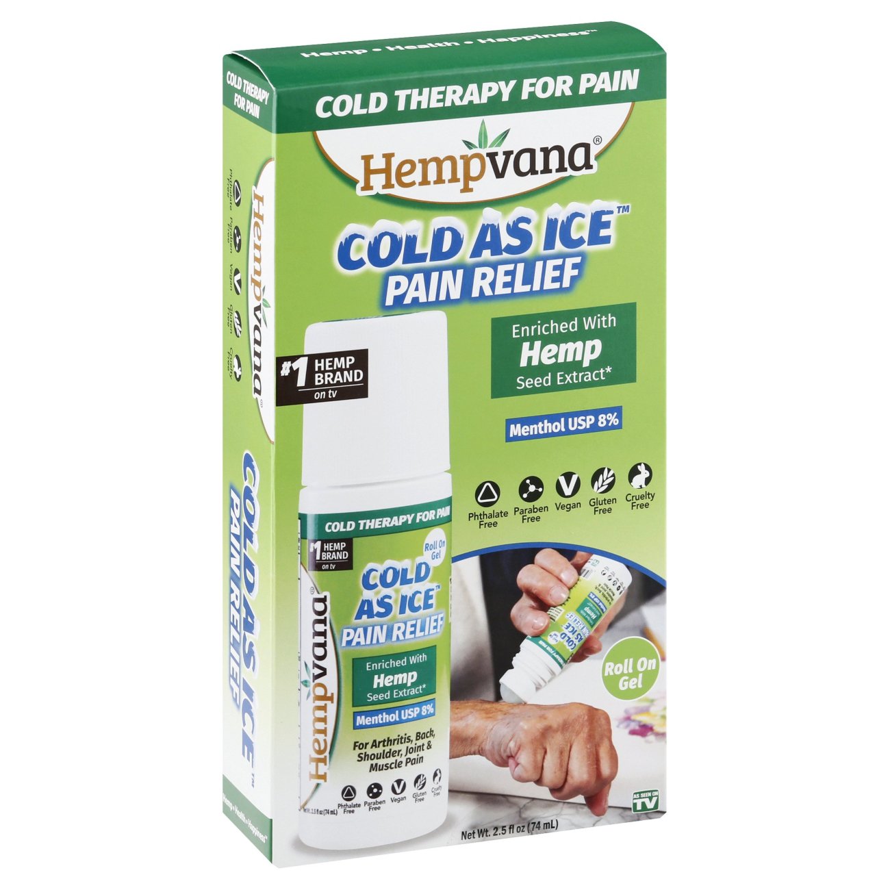 Hempvana Cold As Ice Pain Relief Roll On Gel - Shop Sleeves & braces at ...