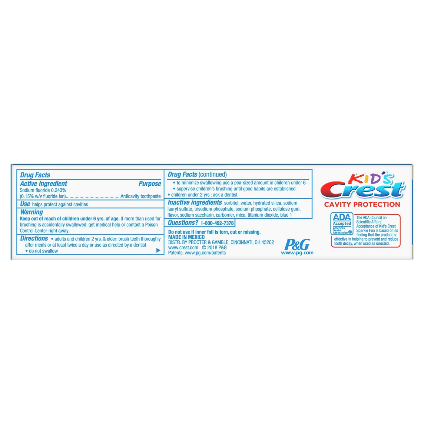 Crest Kid's Cavity Protection Toothpaste - Sparkle Fun - Shop ...