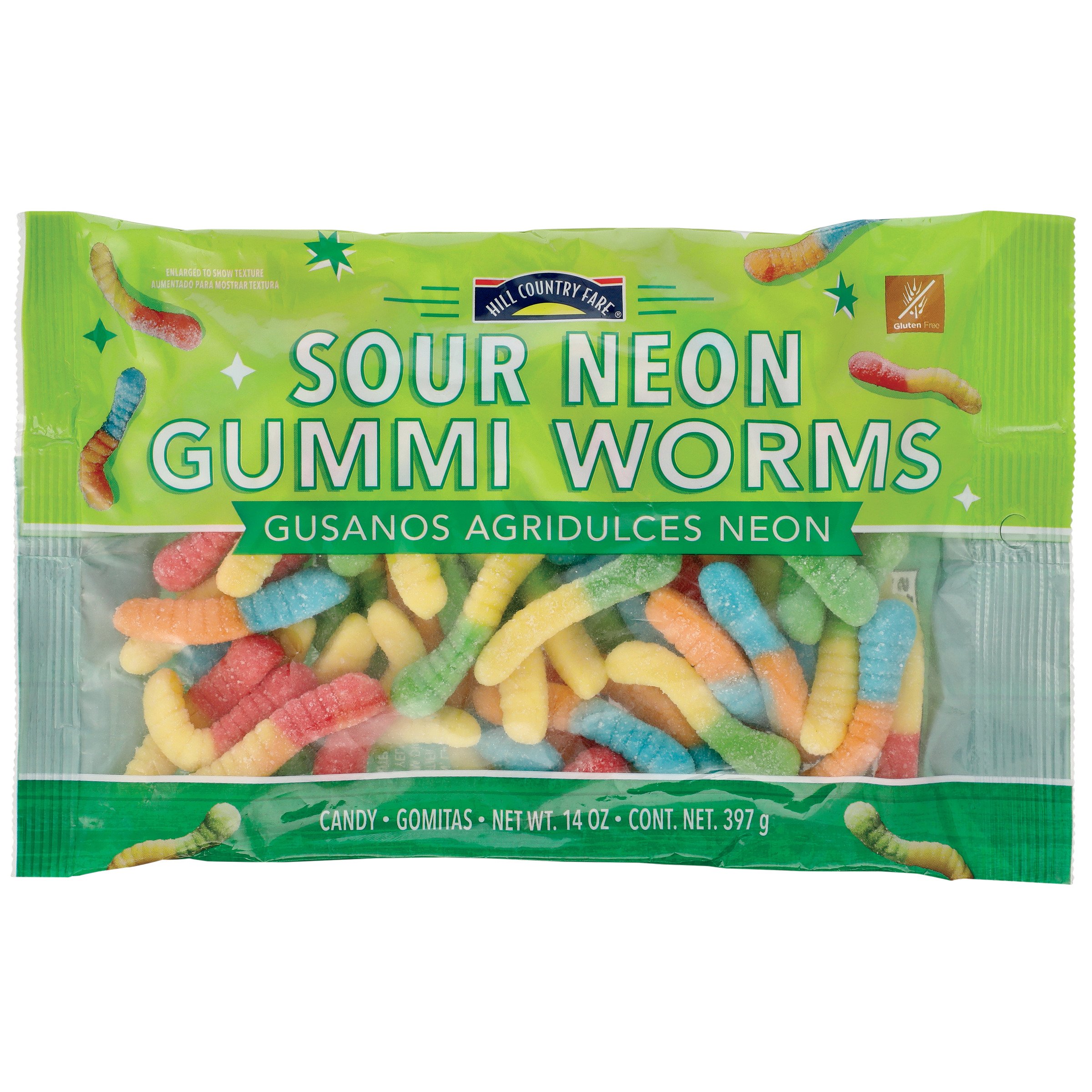 Hill Country Fare Sour Neon Gummi Worms - Shop Candy at H-E-B