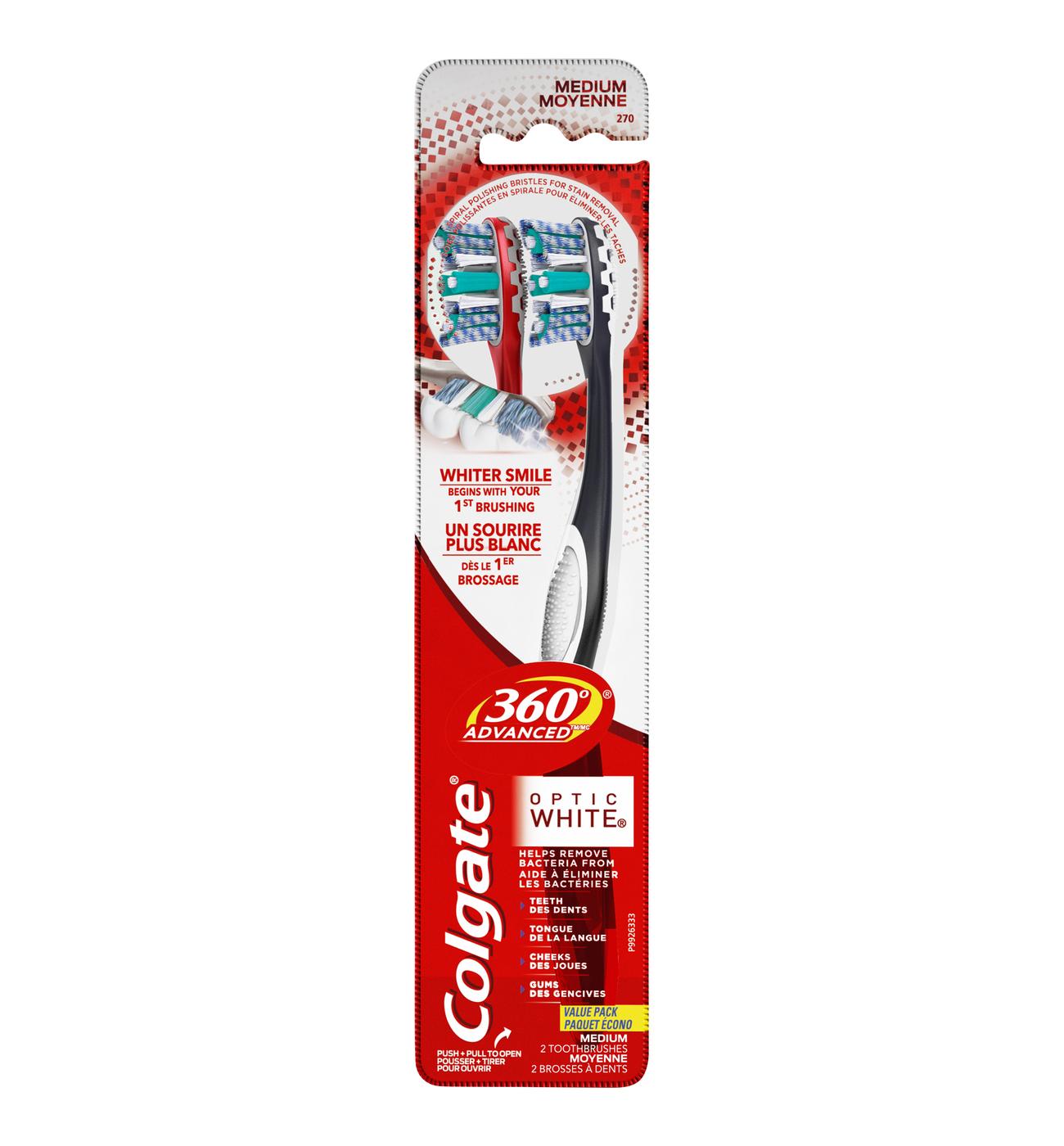 Colgate 360° Advanced Optic White Toothbrushes - Medium - Shop ...