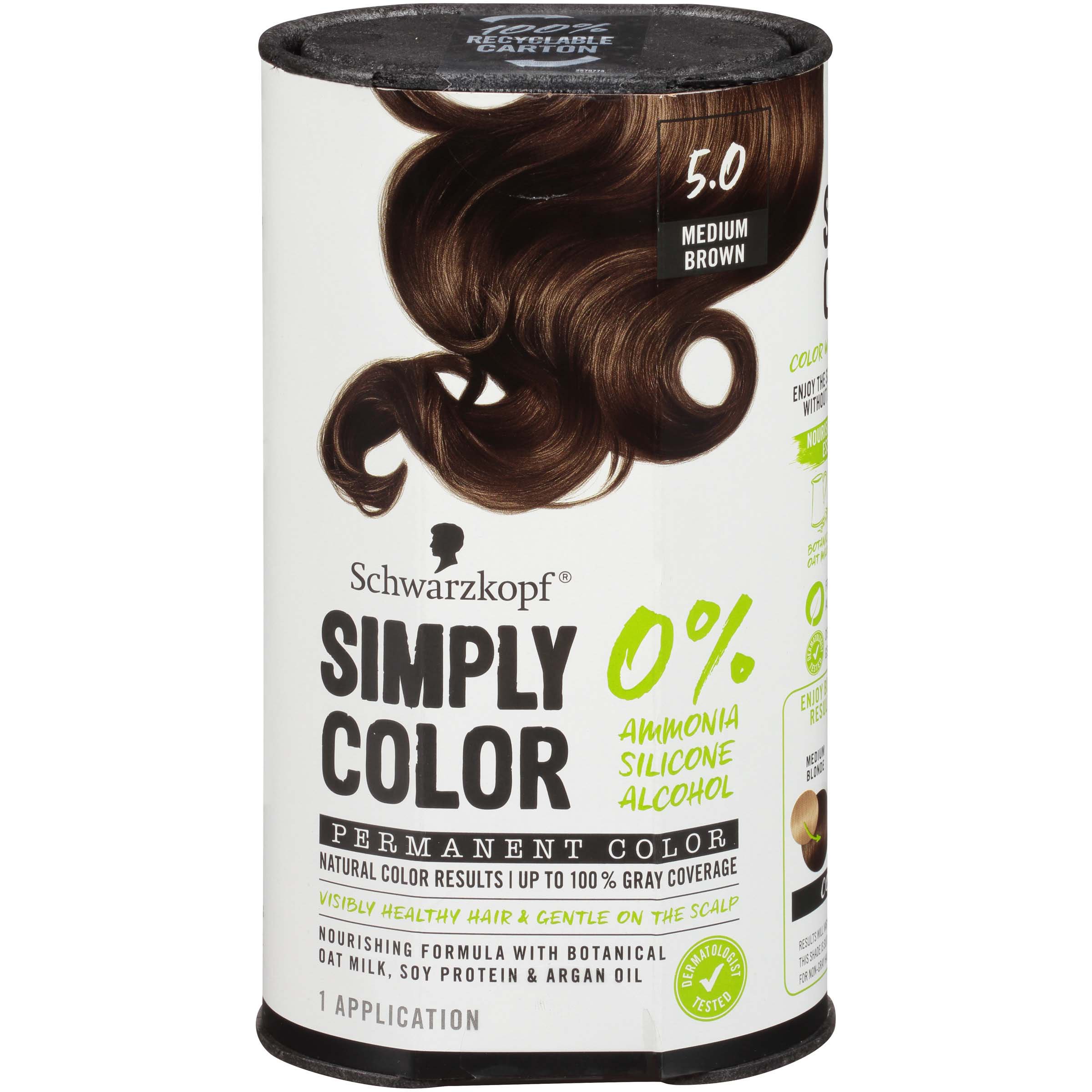 Schwarzkopf Simply Color Permanent Hair Color, 5.0 Medium Brown - Shop ...