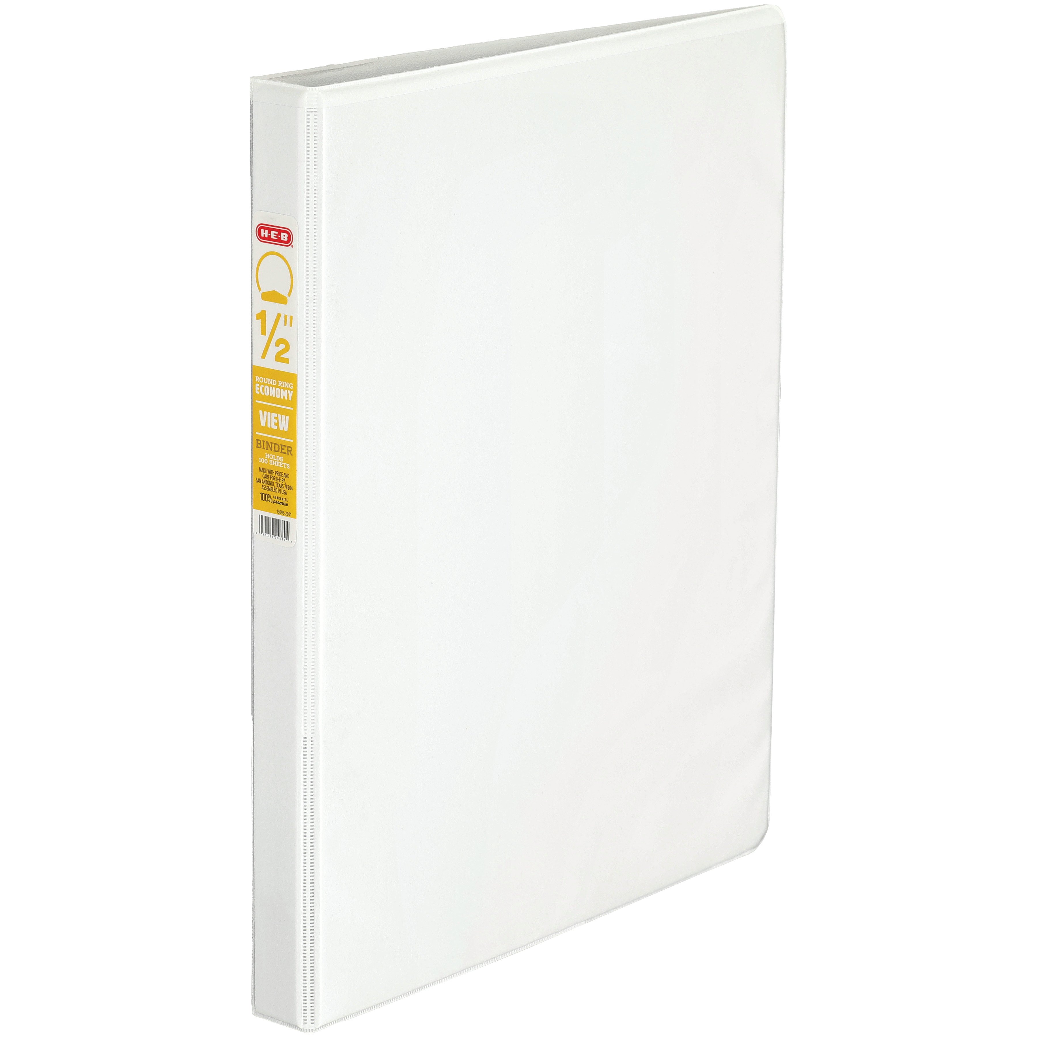 H-E-B Round Ring Economy View Binder - White - Shop Binders at H-E-B