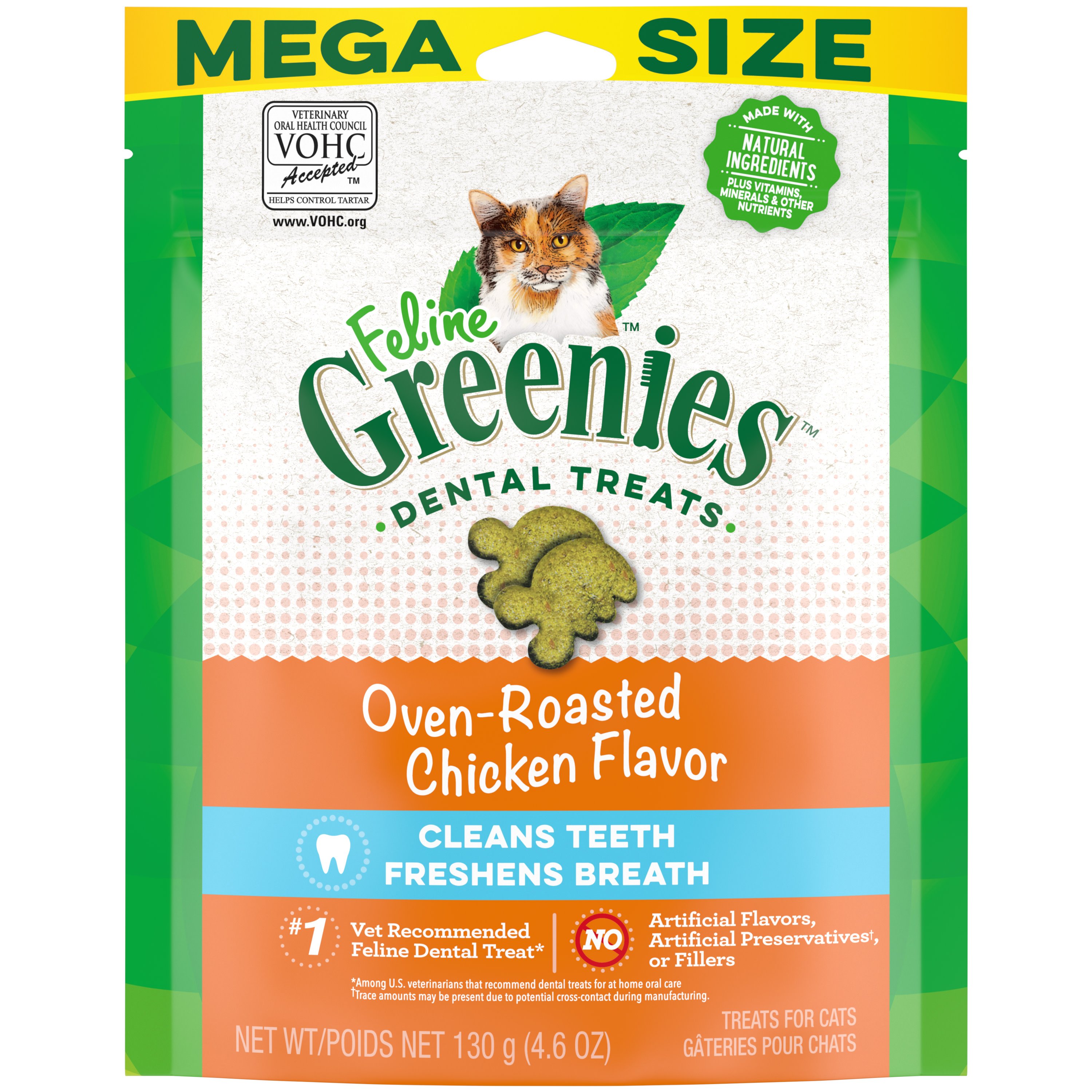 FELINE GREENIES Adult Natural Dental Care Cat Treats - Oven Roasted ...