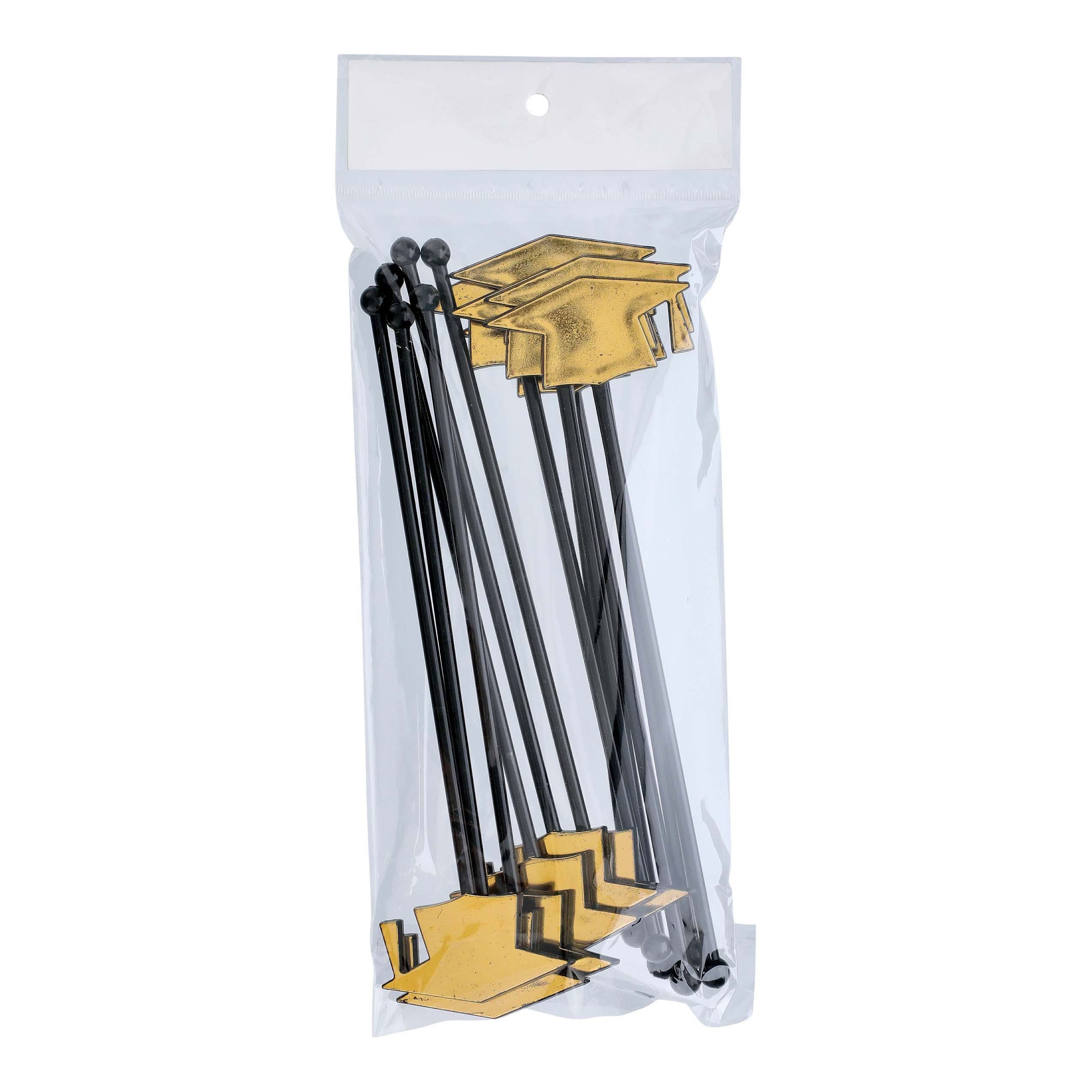 Destination Holiday Graduation Gold Cap Drink Stirrers - Shop Party ...