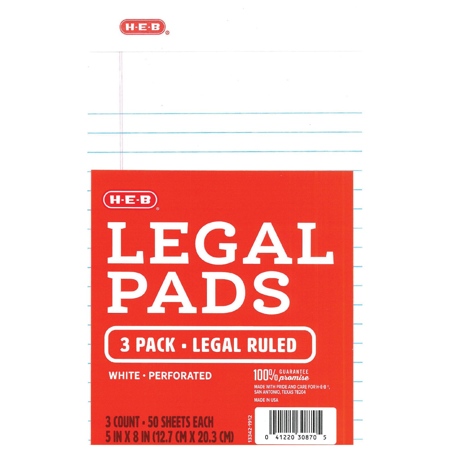 H-E-B Legal Ruled Notepads - White, 3 pk - Shop Notebook paper at H-E-B