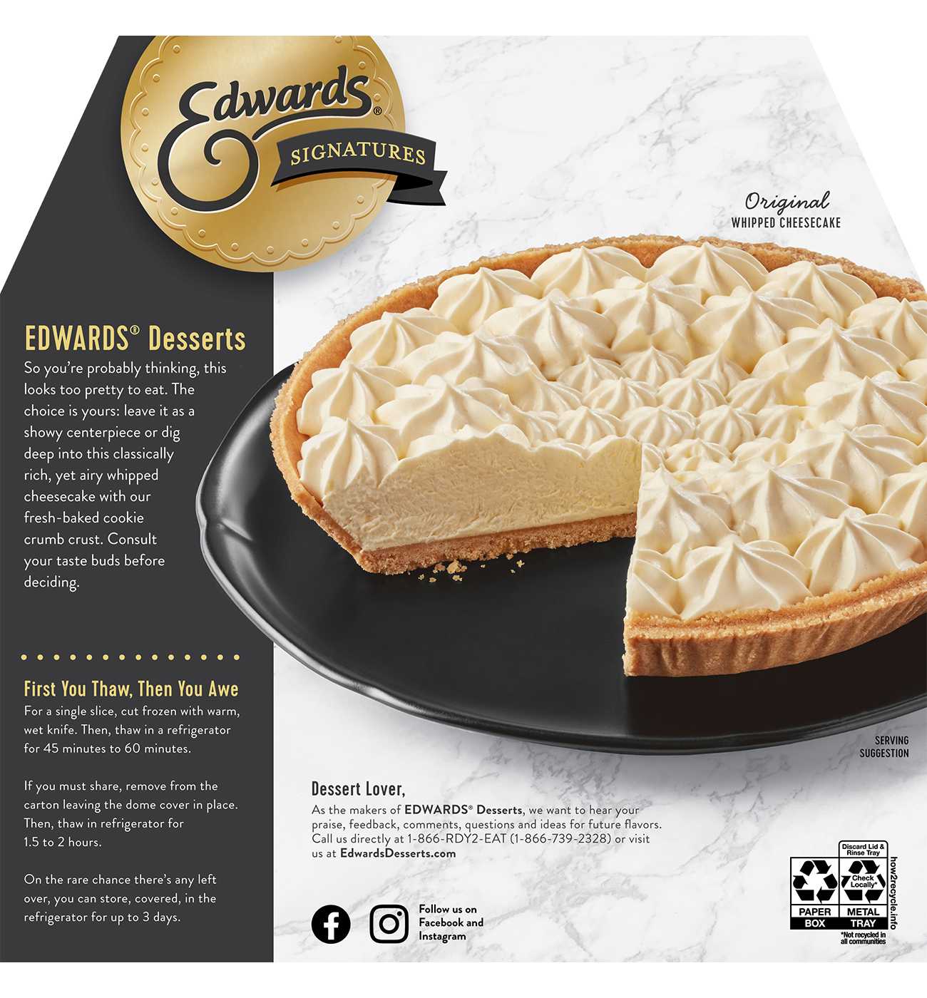Edwards Signature Desserts Frozen Original Whipped Cheesecake - Shop ...