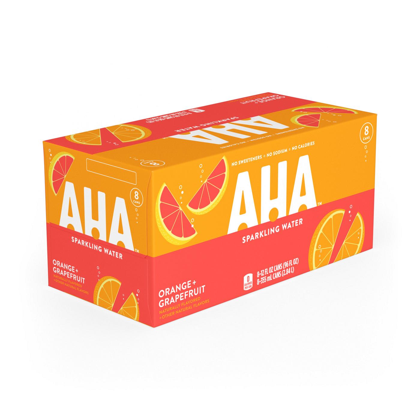 Aha Orange + Grapefruit Sparkling Water 12 oz Cans - Shop Water at H-E-B