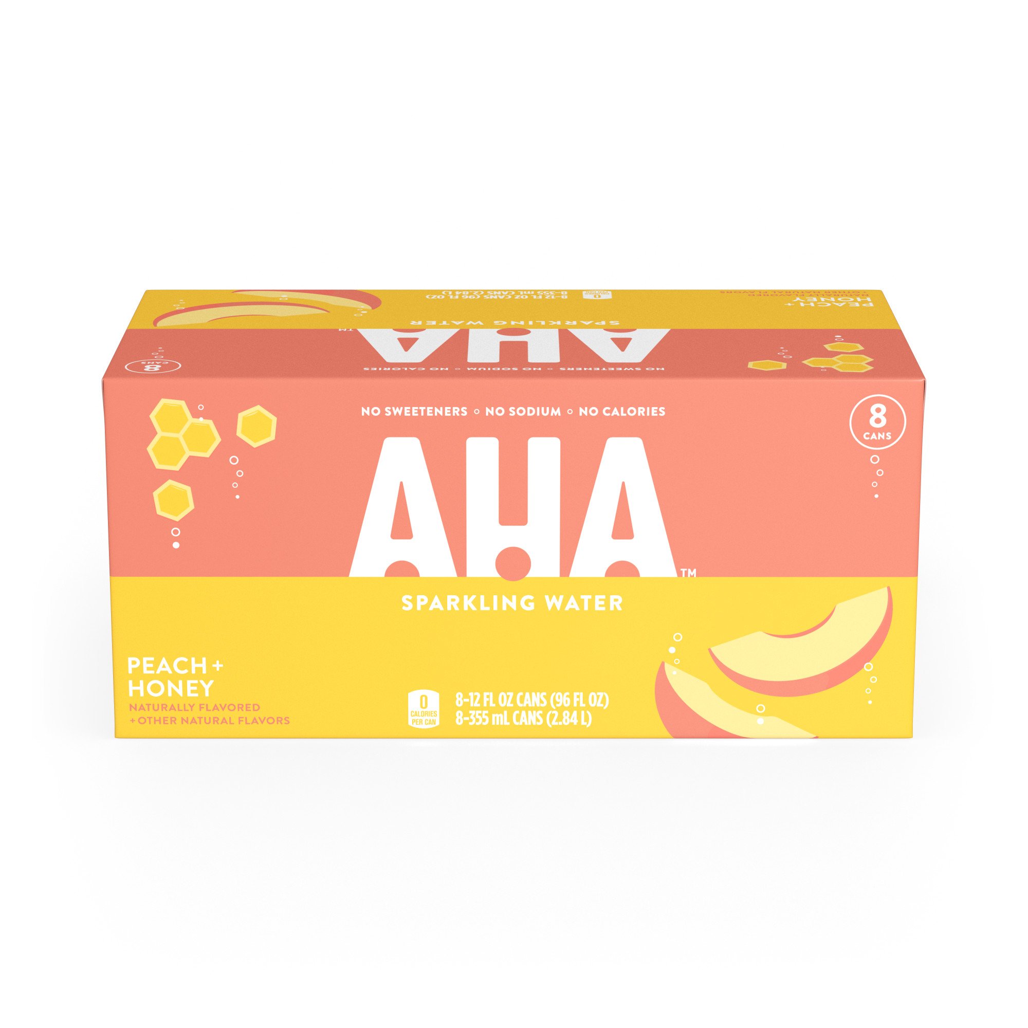 Aha Peach + Honey Sparkling Water 12 oz Cans - Shop Water at H-E-B