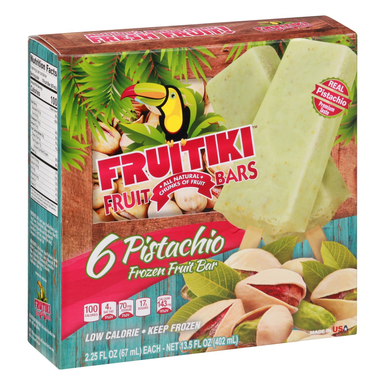 Fruitiki Pistachio Frozen Fruit Bars - Shop Bars & Pops at H-E-B
