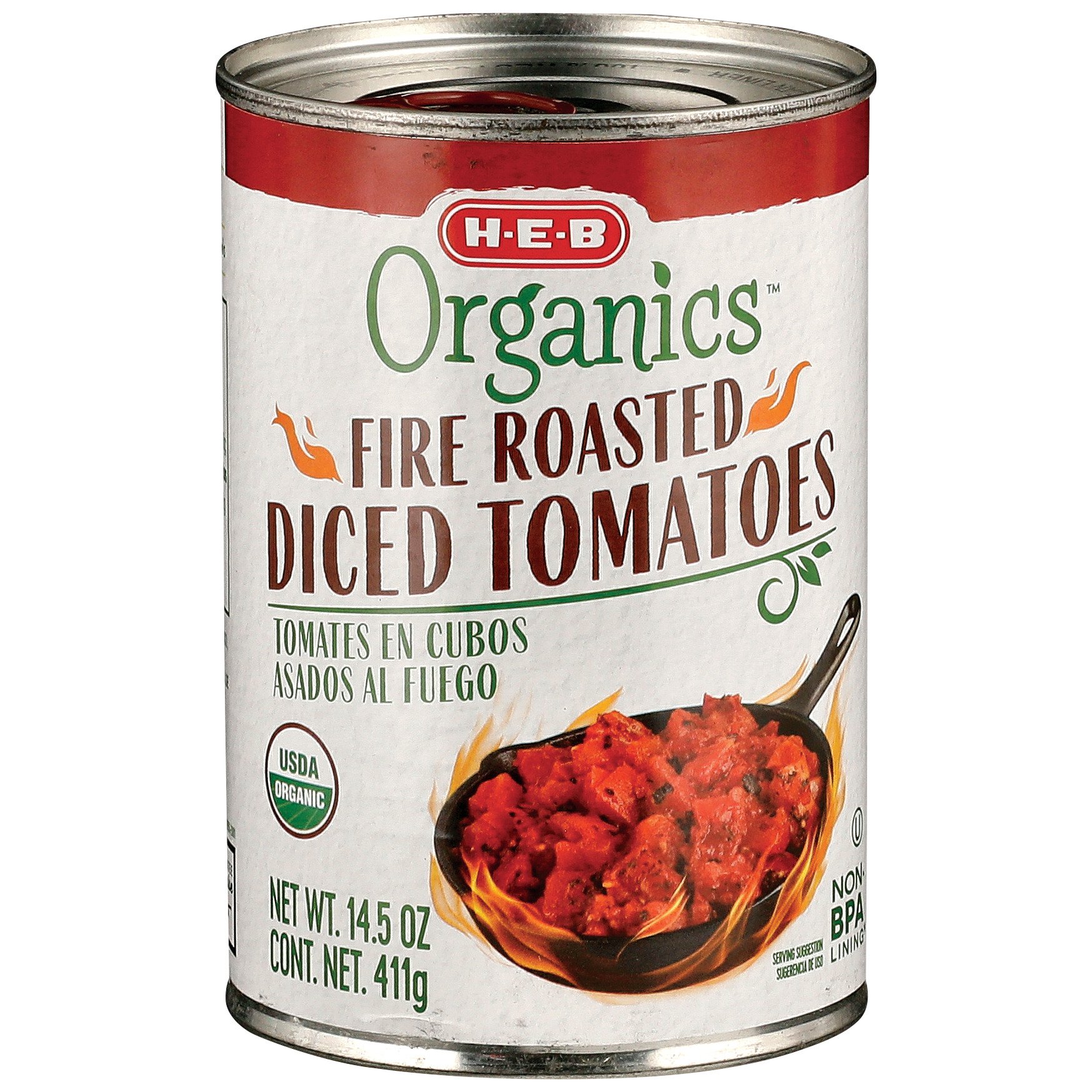 H-E-B Organics Fire Roasted Diced Tomatoes, 14.5 oz | Central Market ...