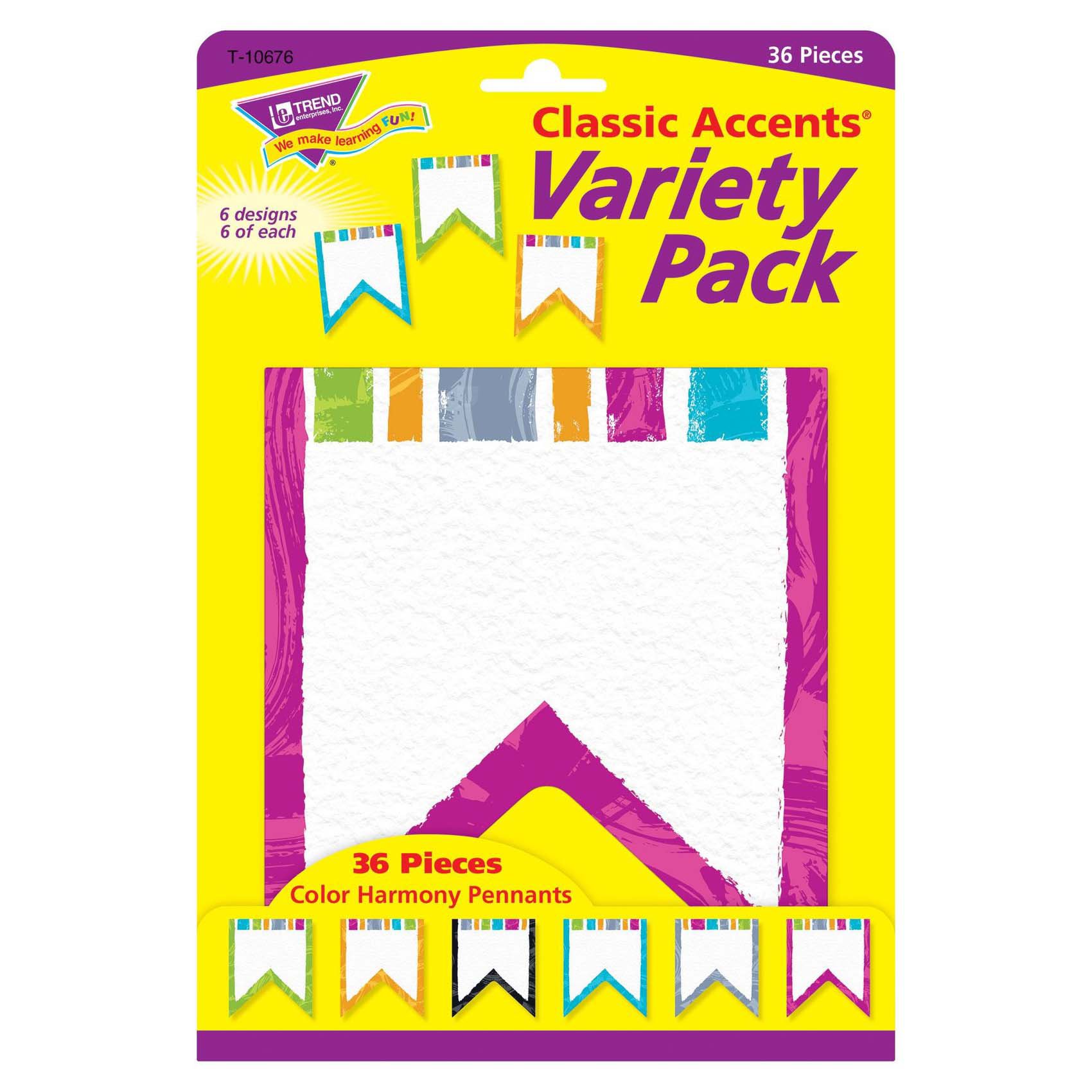 Trend Enterprises Color Harmony Pennants Classic Accents Variety Pack ...