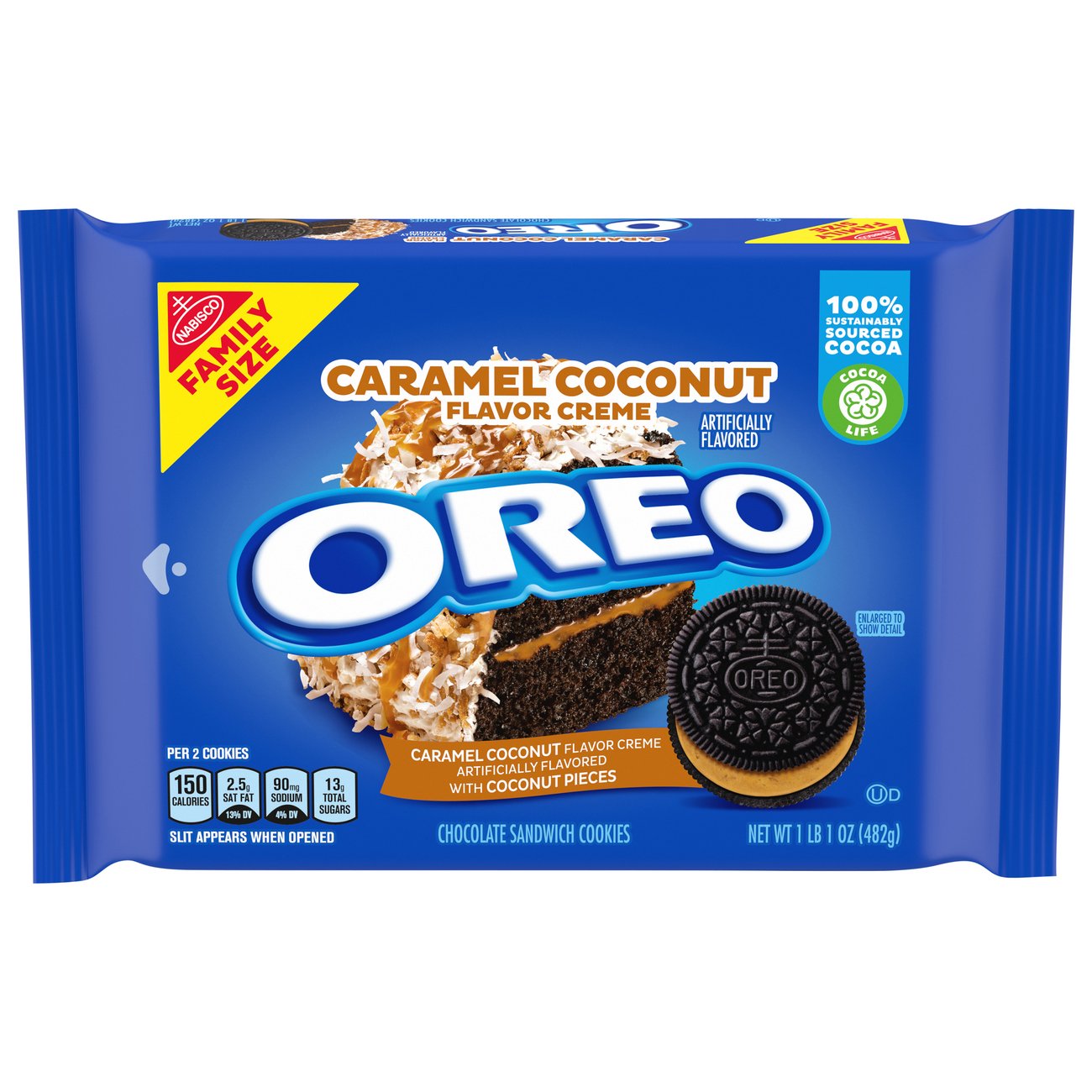 Nabisco Oreo Caramel Coconut Chocolate Sandwich Cookies Family Size ...