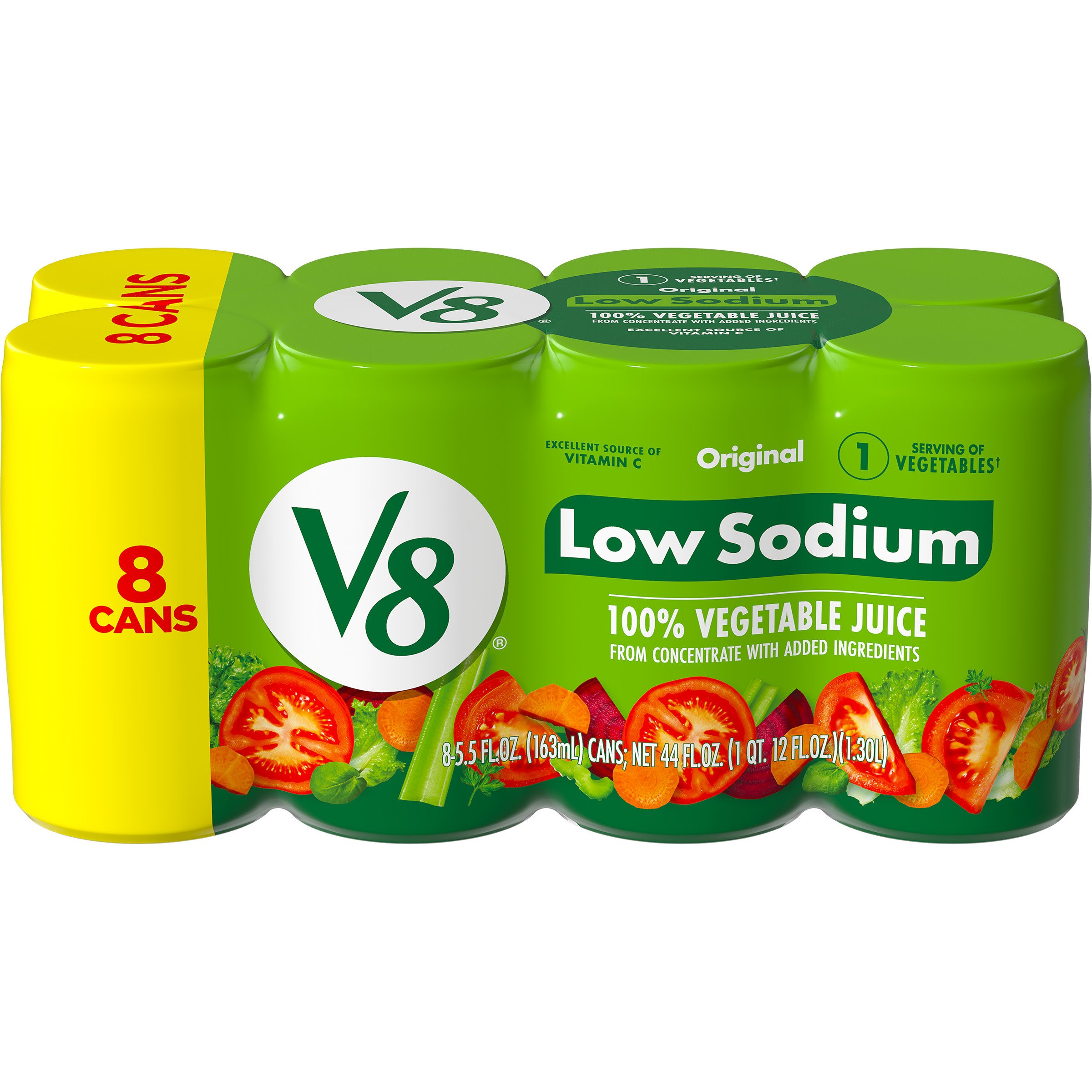 V8 Low Sodium Original 100% Vegetable Juice 8 pk Cans - Shop Juice at H-E-B