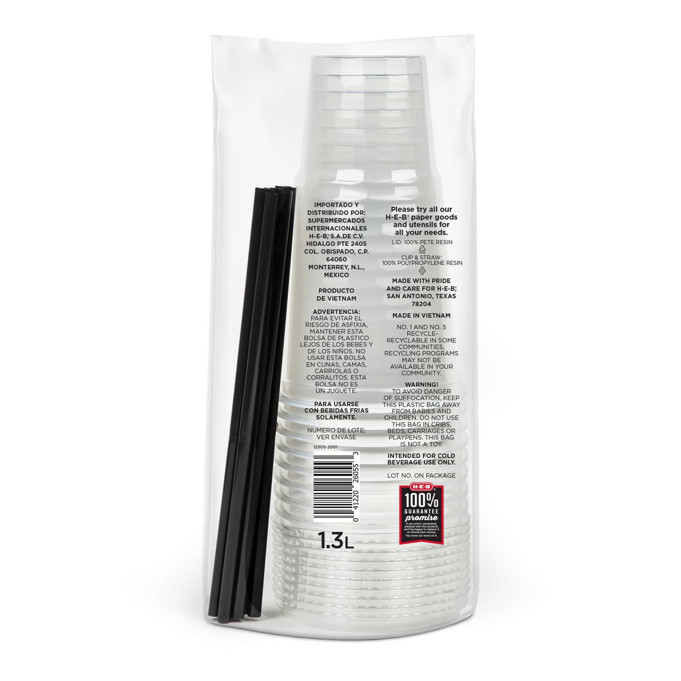 H-E-B 44 oz Texas Size Clear Plastic Cups with Lids and Straws - Shop ...