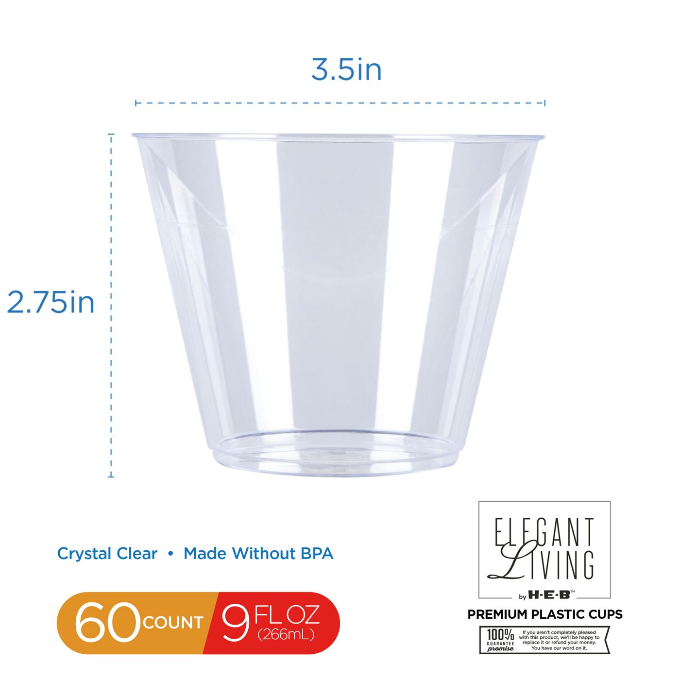 Elegant Living by H-E-B 9 oz Premium Clear Plastic Cups - Shop ...