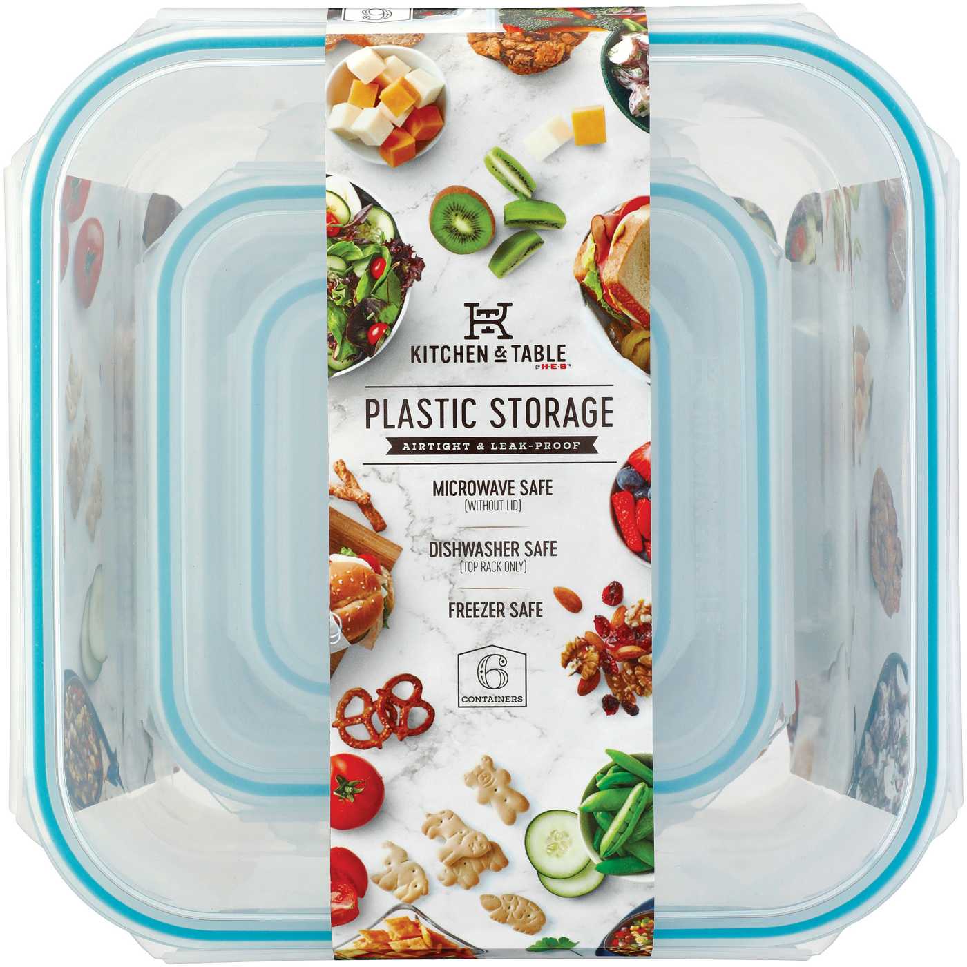 Kitchen & Table by H-E-B Airtight & Leak-Proof Square Plastic Food ...