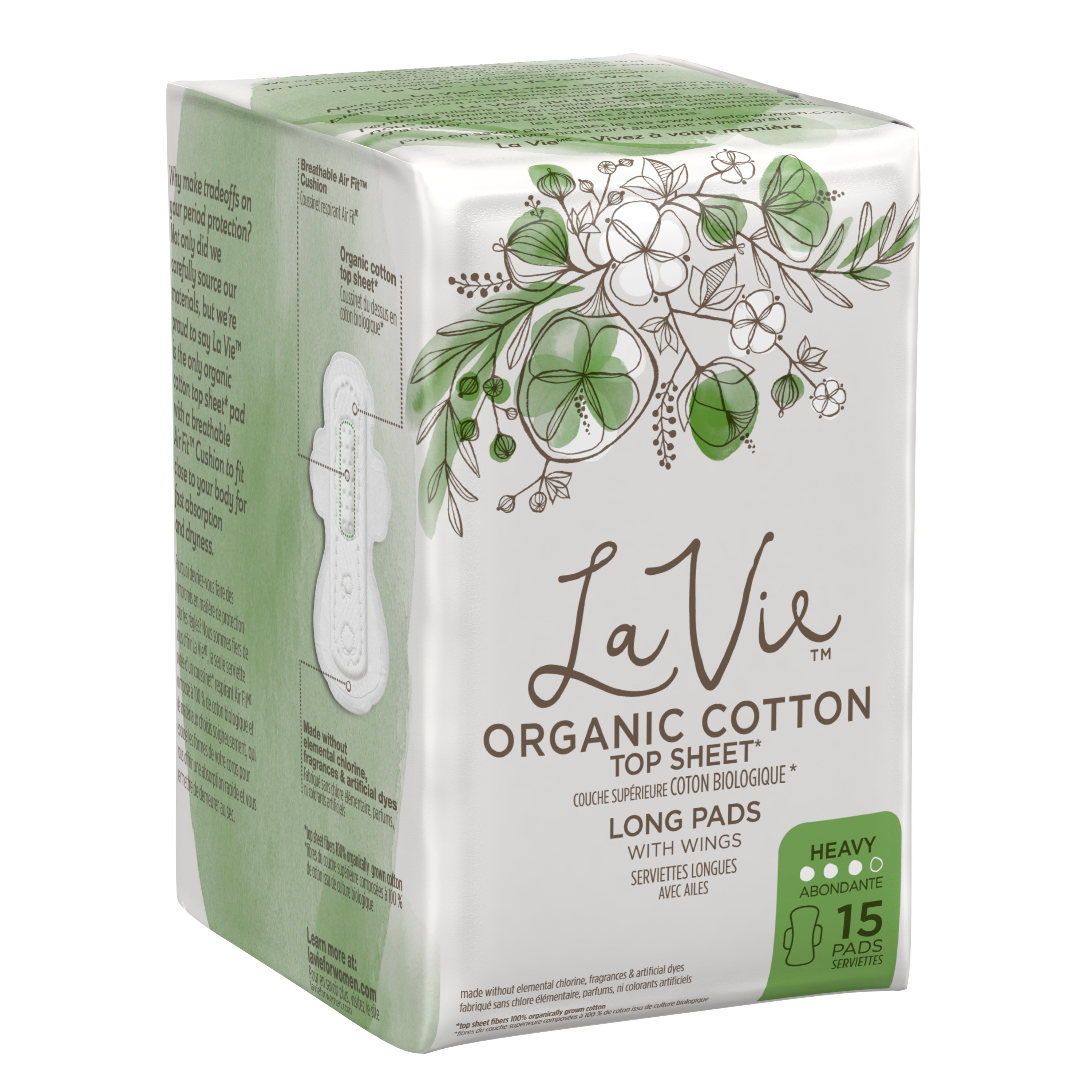 La Vie Organic Cotton Long Pads with Wings - Shop Pads & liners at H-E-B