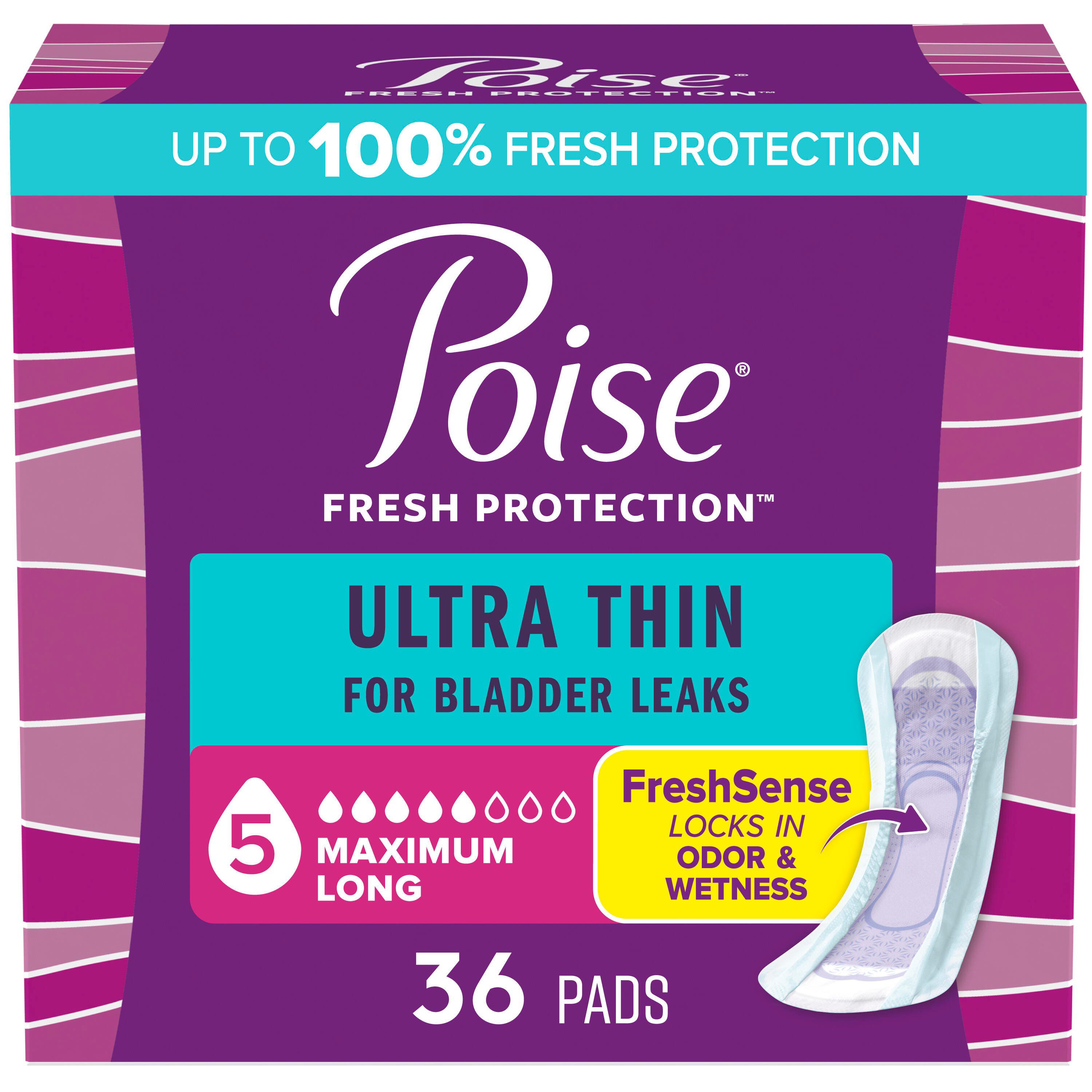 Poise Ultra Thin Incontinence Pads - Maximum, Long - Shop Incontinence ...