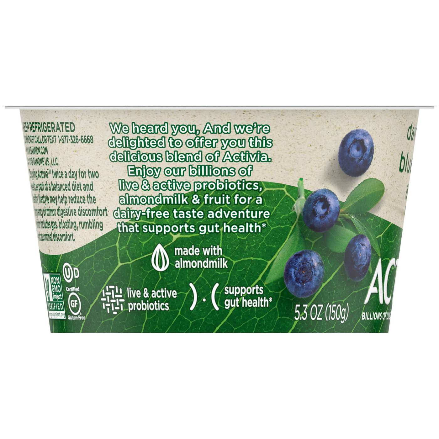Activia Blueberry Acai Almond Milk Yogurt Alternative - Shop Yogurt at ...