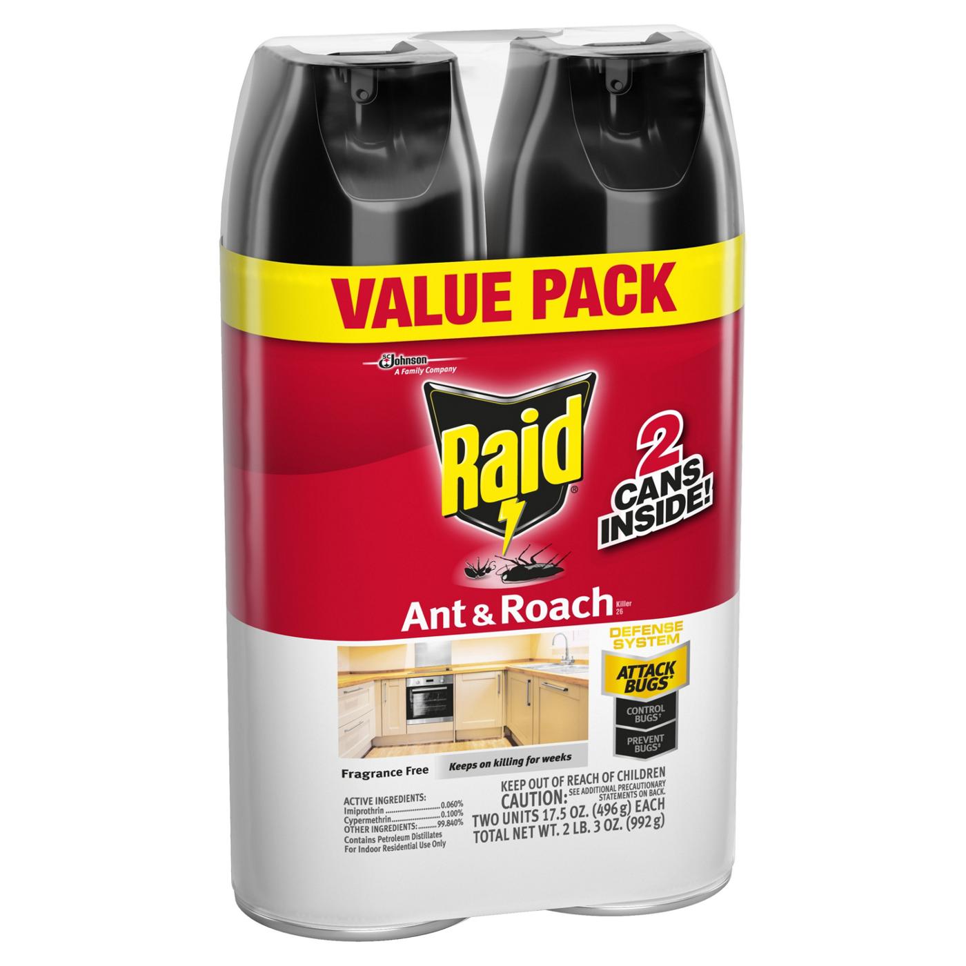 Raid Ant & Roach Killer 26 - Fragrance Free, 2 Pk - Shop Insect killers ...