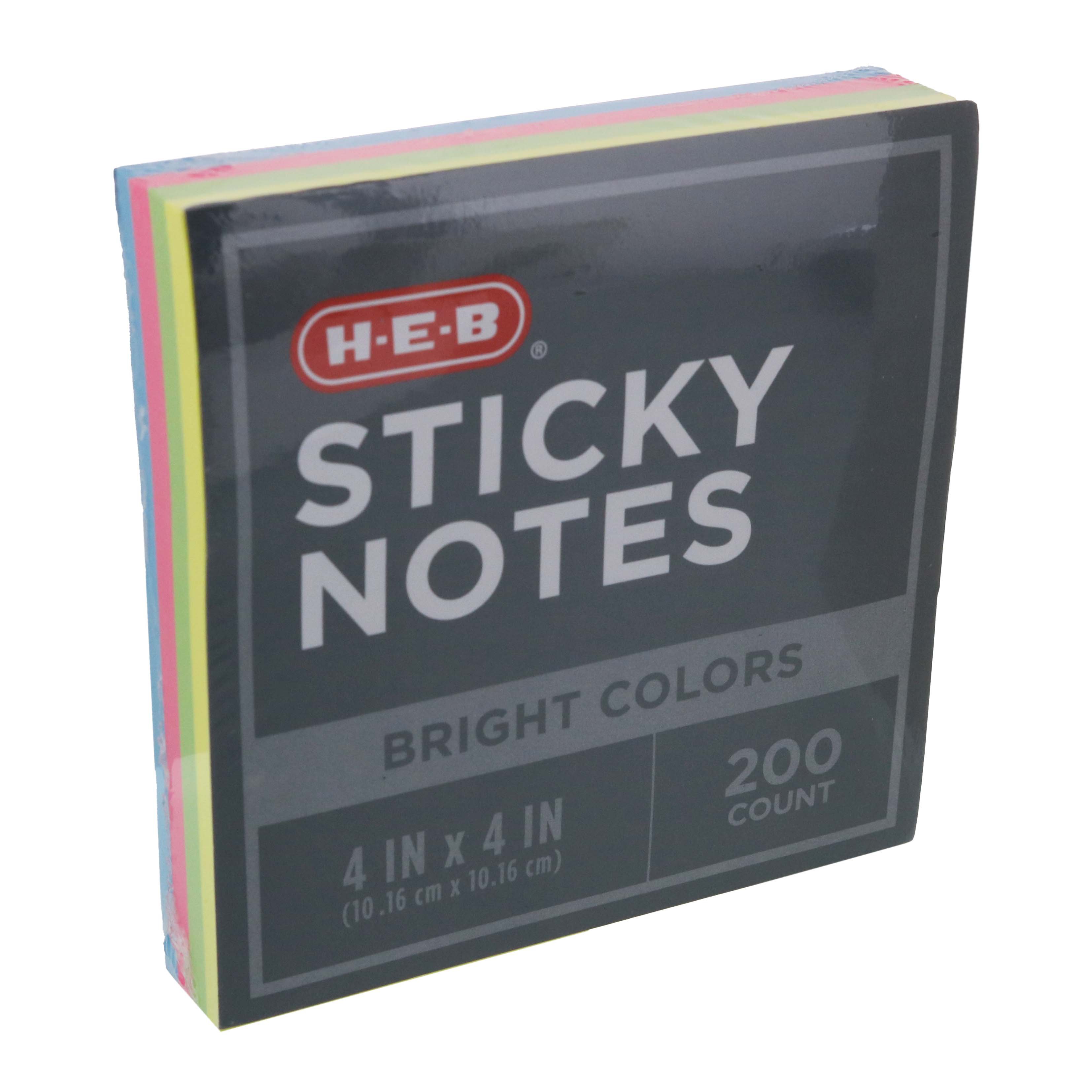 H-E-B Sticky Notes - Bright Colors, 200 ct - Shop Sticky notes & index ...