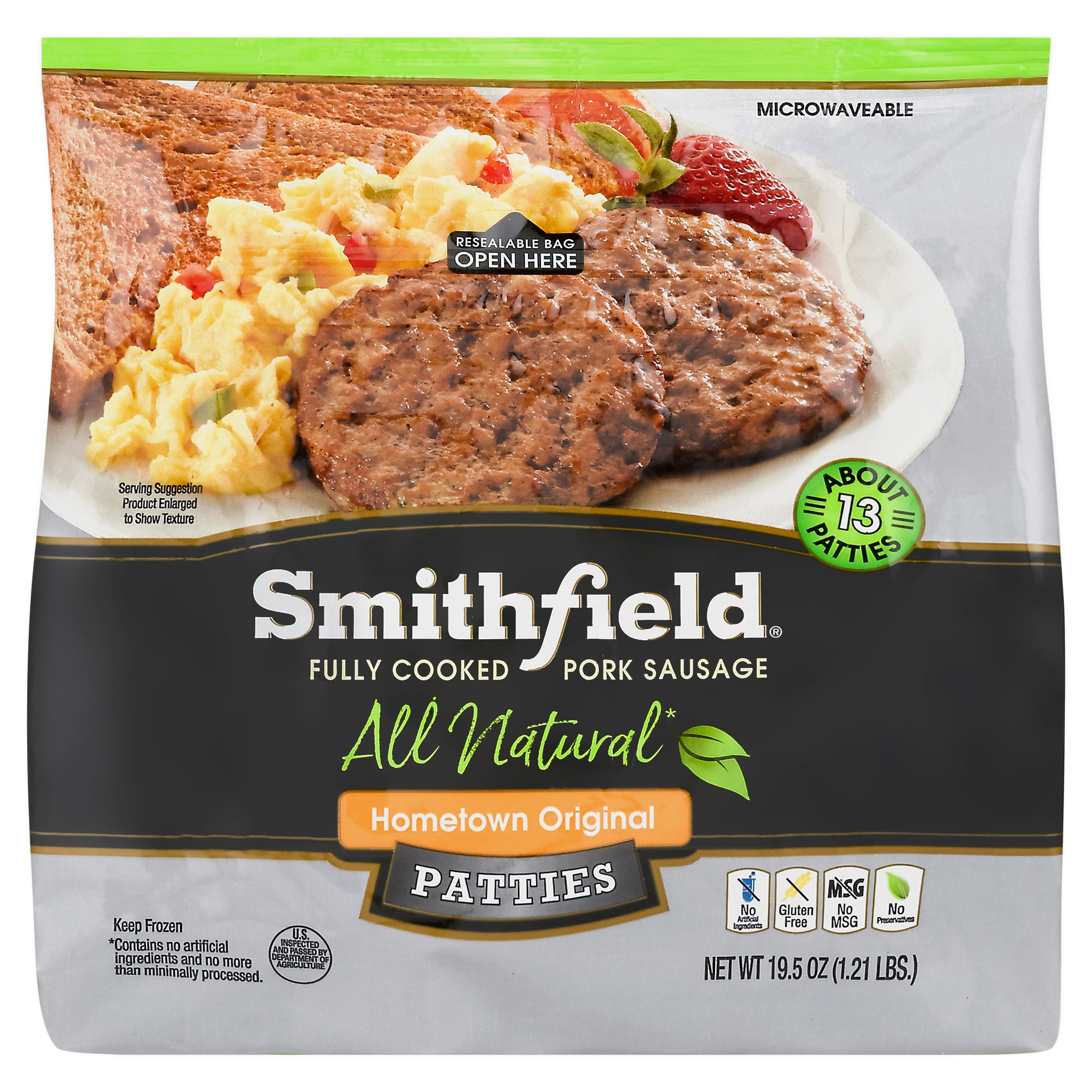 Smithfield Fully Cooked All Natural Hometown Patties - Shop Sausages ...