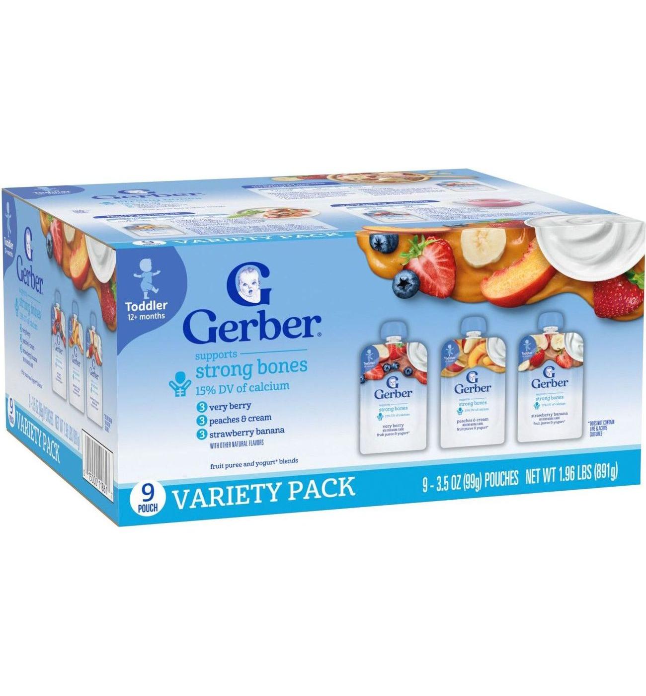 Gerber Snacks for Toddler Pouches Variety Pack - Fruit & Yogurt ...