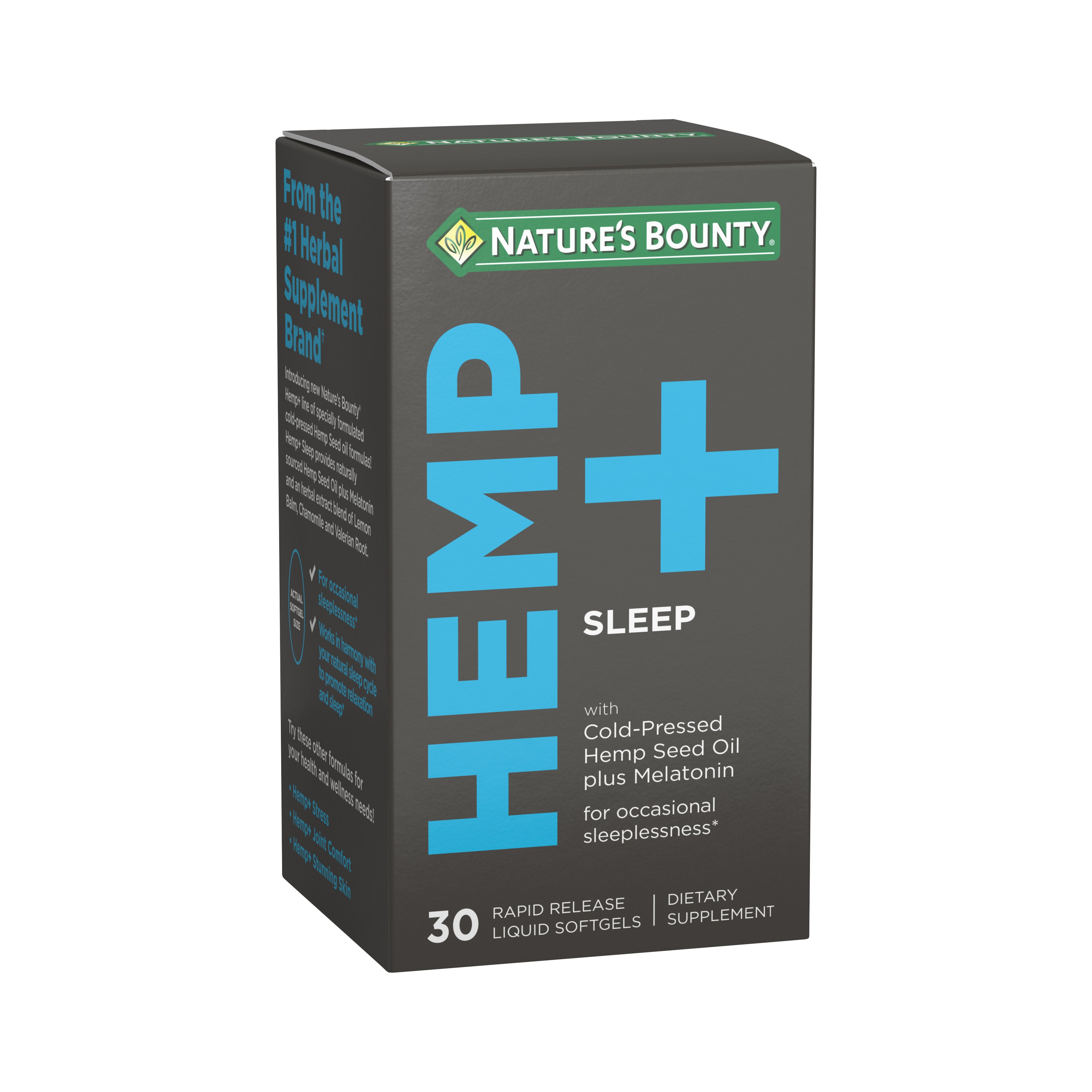 Nature's Bounty Hemp+ Sleep Rapid Release Liquid Softgels - Shop Herbs ...