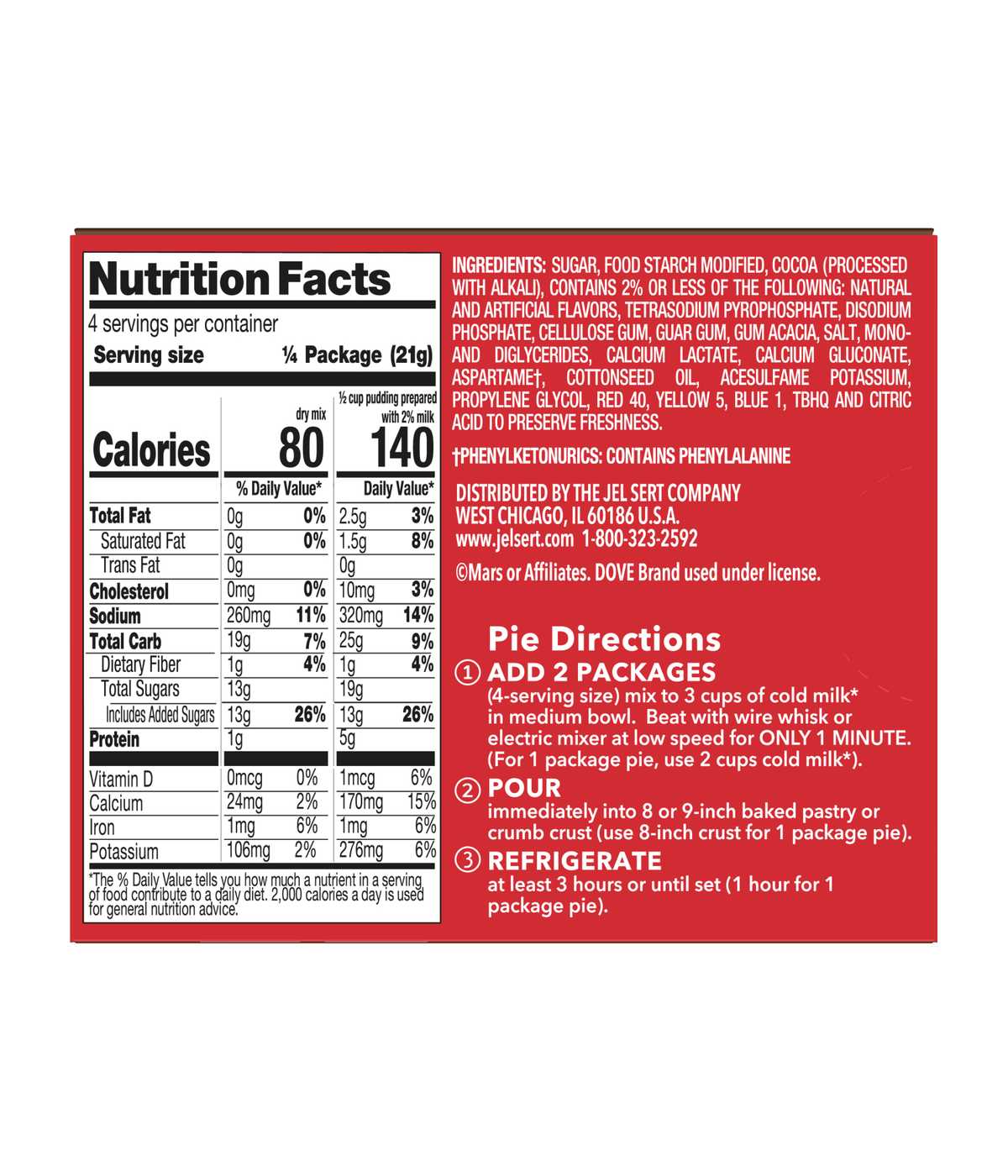 Dove Instant Pudding - Dark Chocolate - Shop Pudding & Gelatin Mix at H-E-B