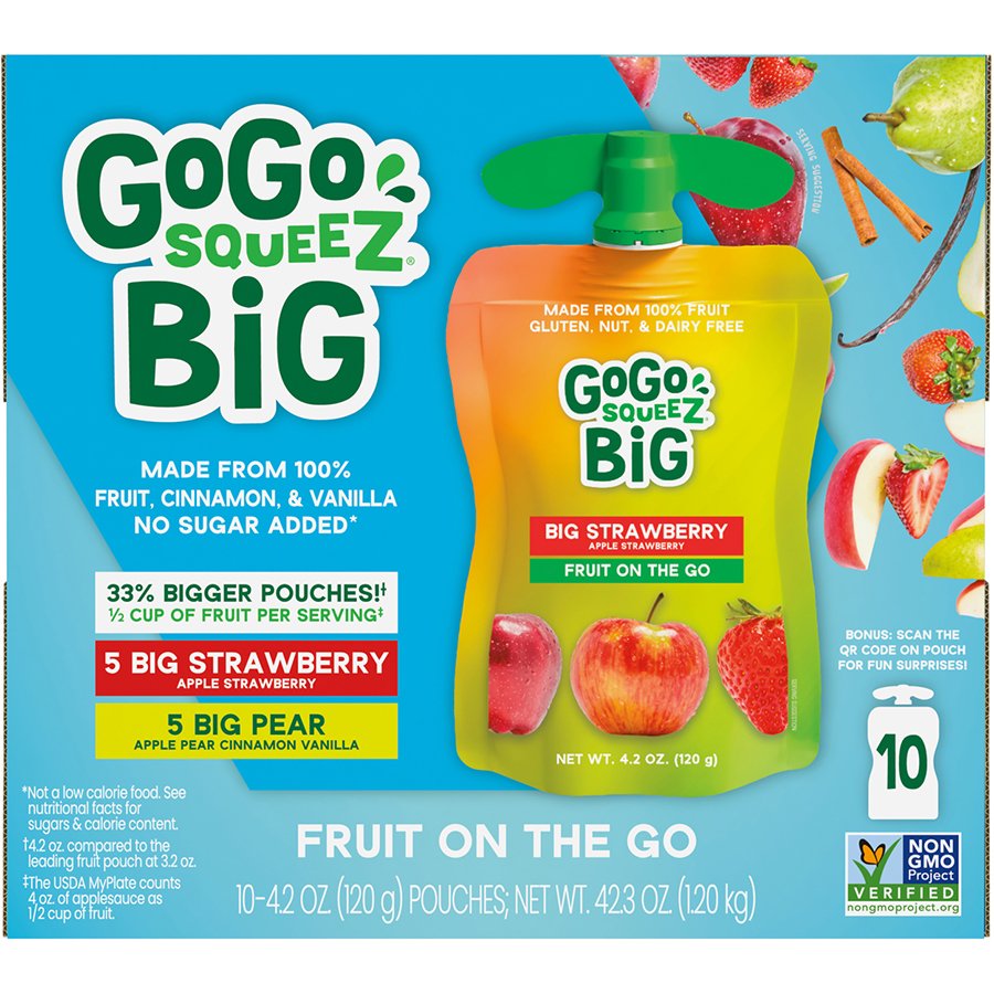 GoGo squeeZ Big Apple Strawberry and Pear Vanilla Fruit on the Go ...