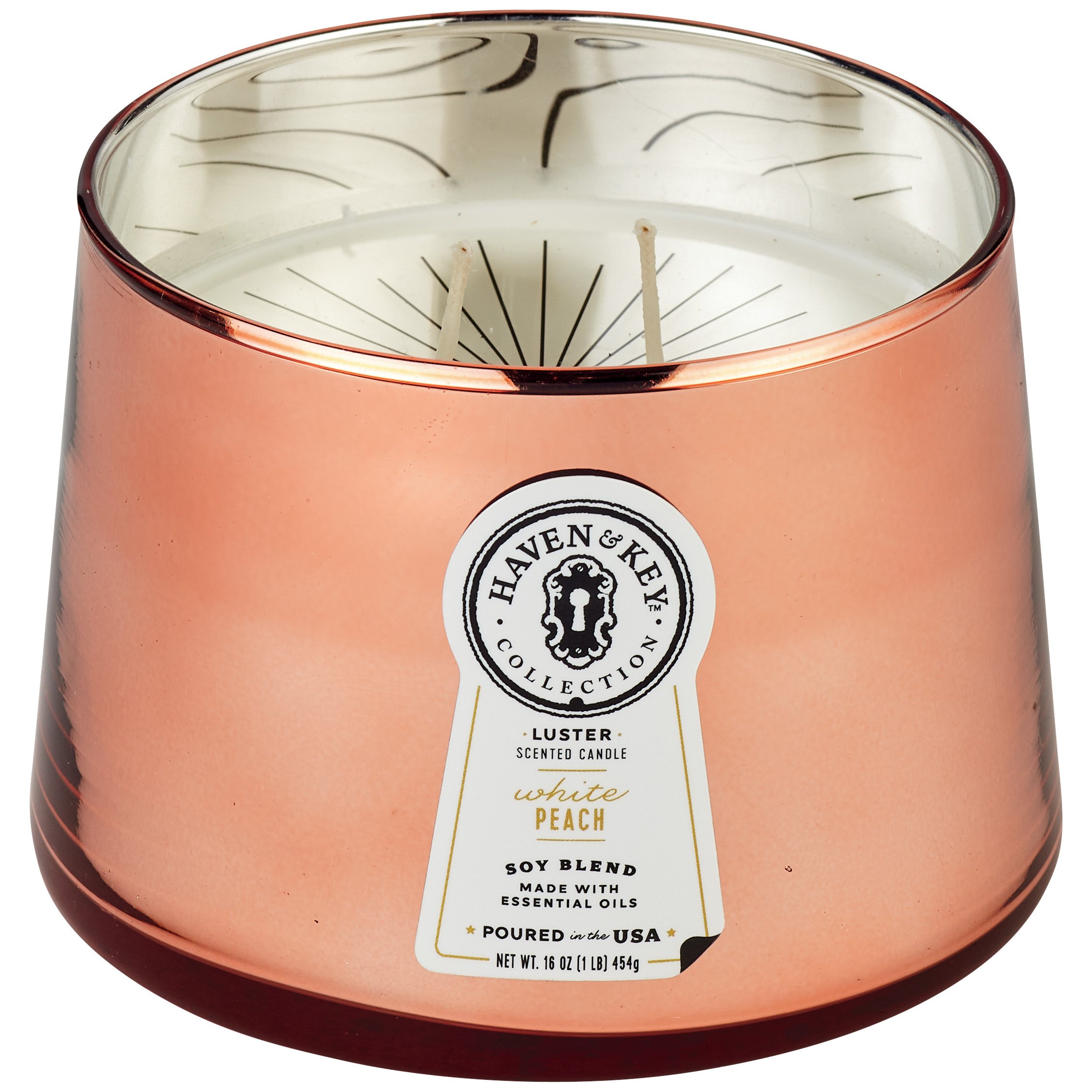 Haven & Key Luster White Peach Scented Candle - Shop Candles at H-E-B