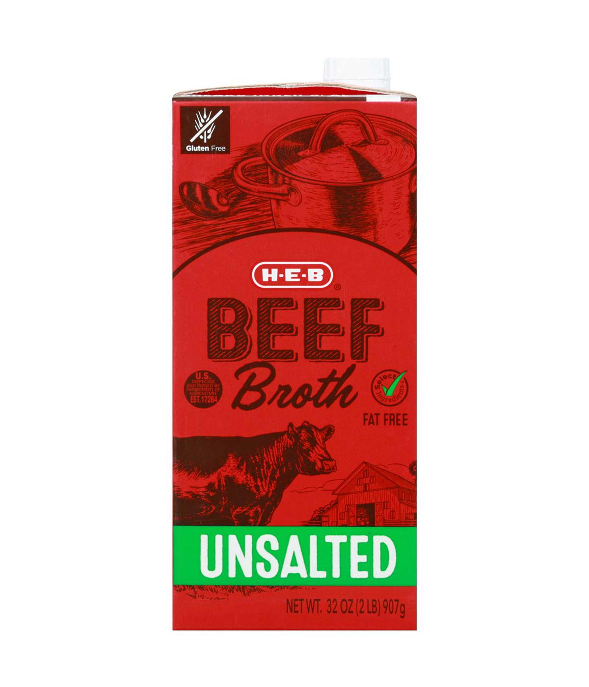 H-E-B Unsalted Beef Broth - Shop Broth & bouillon at H-E-B