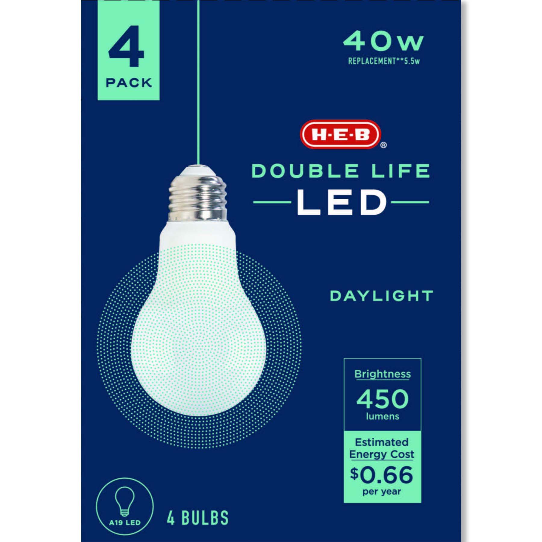 H-E-B Double Life A19 40-Watt LED Light Bulbs - Daylight - Shop Light ...