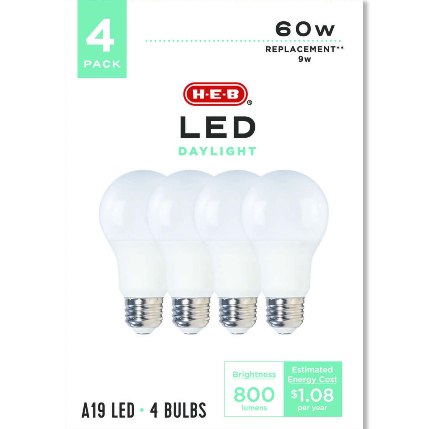 H-E-B A19 60-Watt LED Light Bulbs - Daylight - Shop Light bulbs at H-E-B