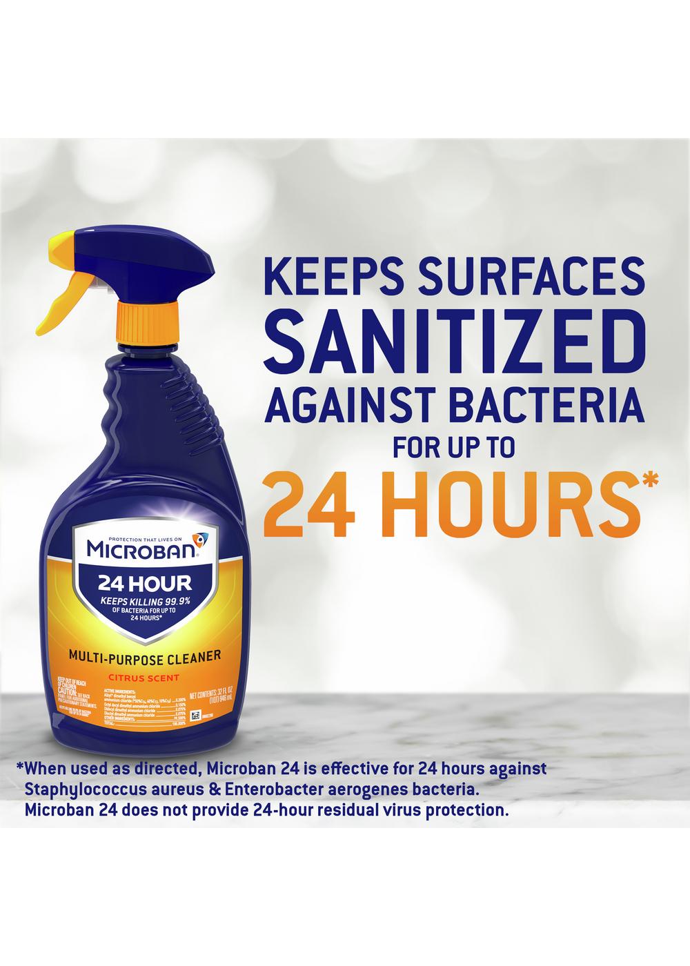 Microban Citrus 24 Hour Multi-Purpose Cleaner and Disinfectant Spray ...