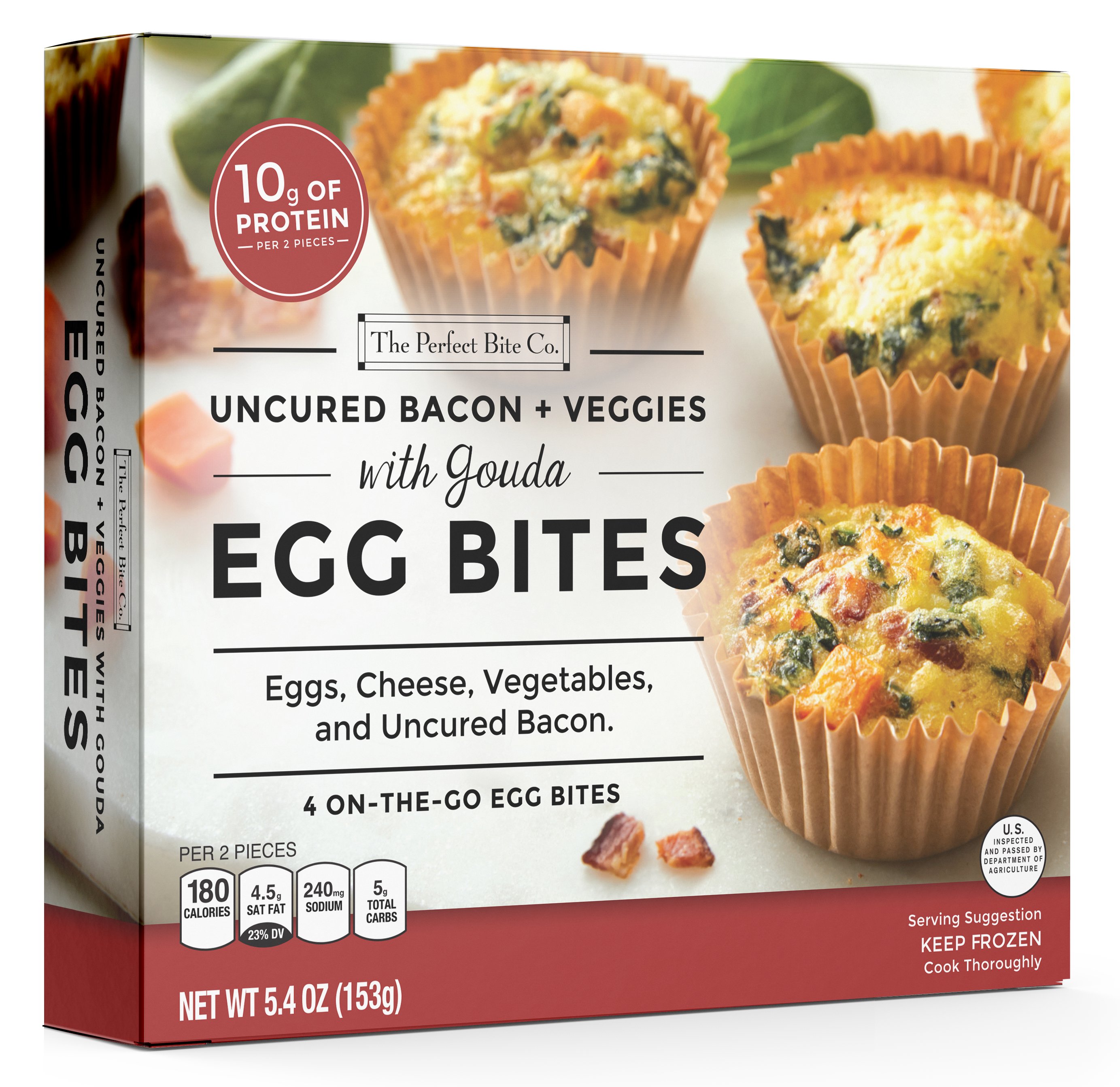 The Perfect Bite Co Uncured Bacon & Veggies with Gouda Egg Bites , 5.4 ...