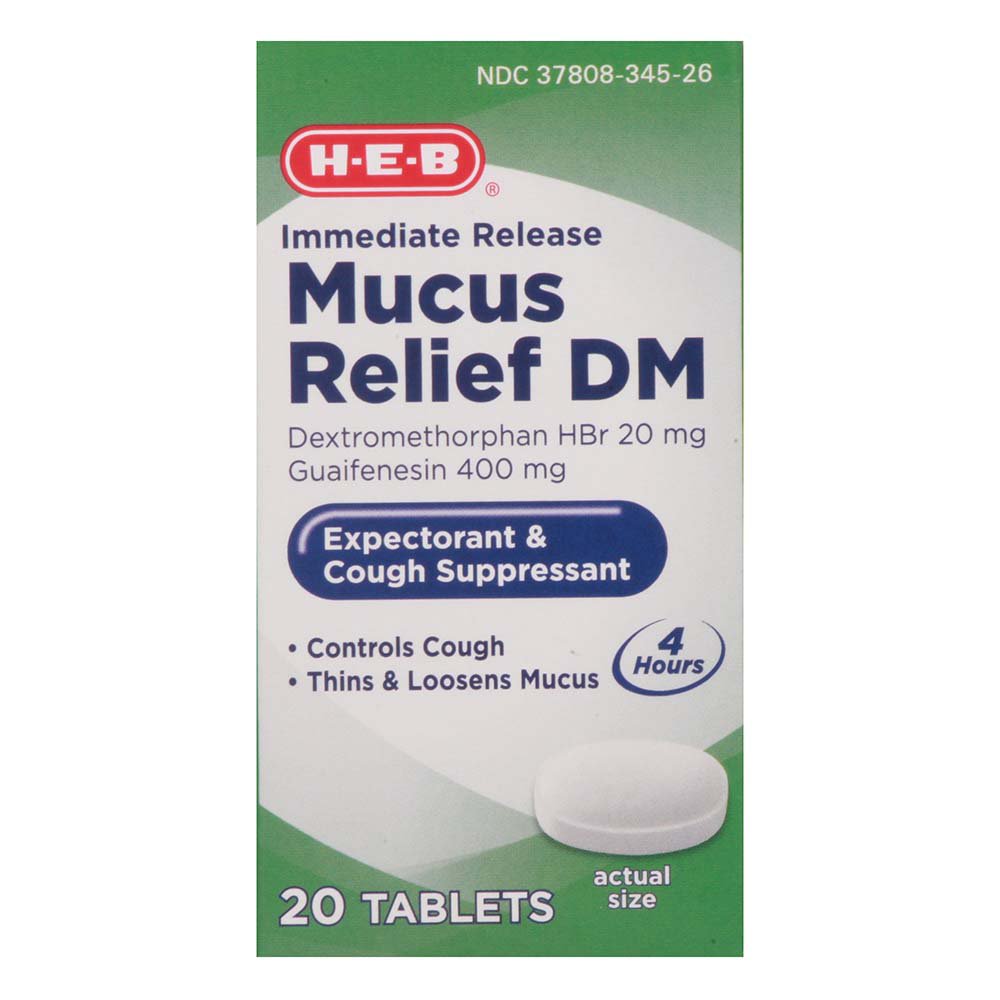 H-E-B Mucus Relief DM Immediate Release Tablets - Shop Cough, cold ...
