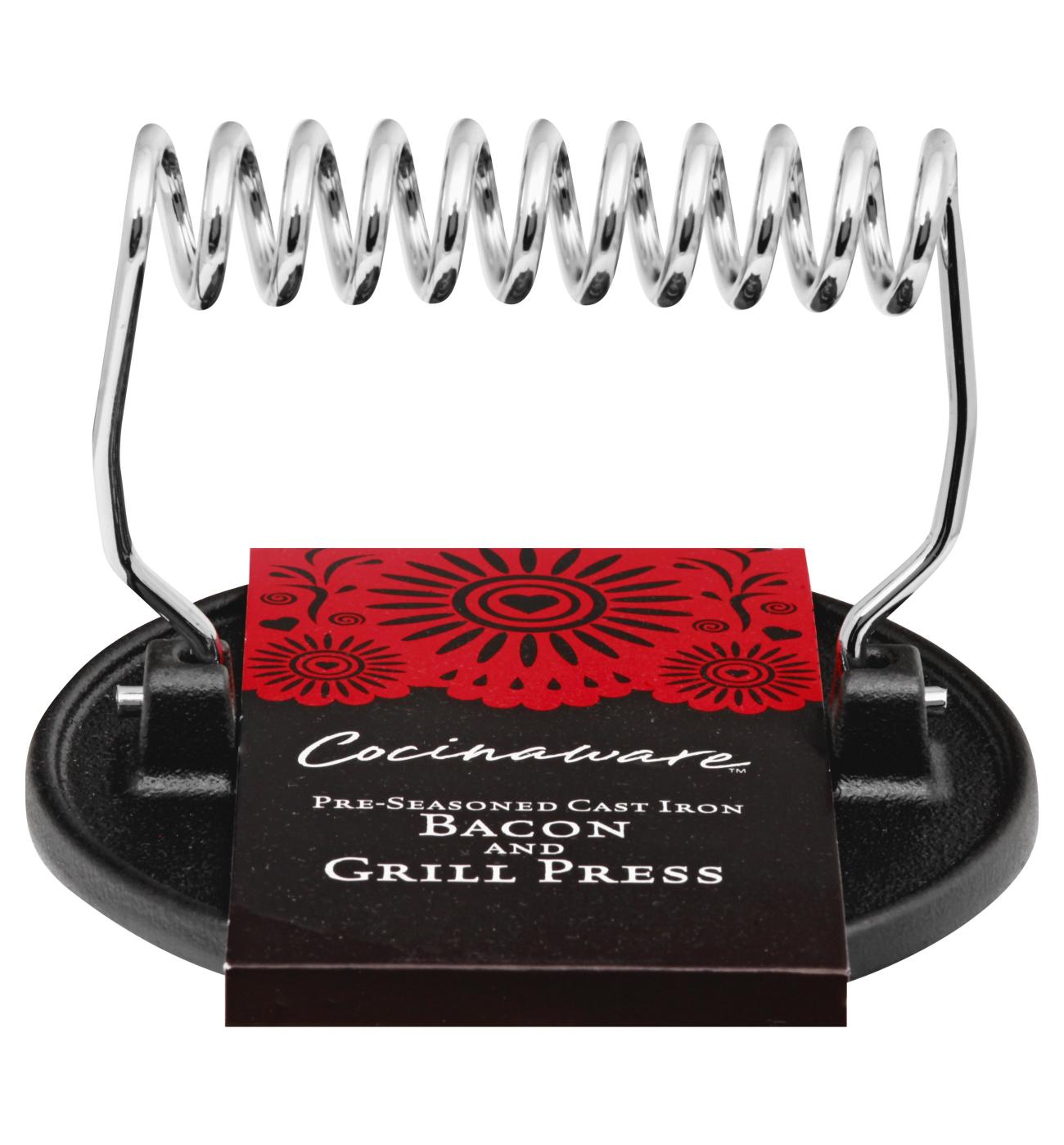 Cocinaware Pre-Seasoned Cast Iron Round Bacon & Grill Press - Shop ...