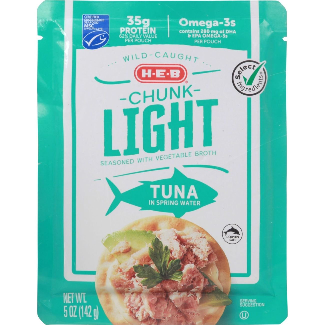 H-E-B Wild Caught Chunk Light Tuna in Spring Water Pouch - Shop Seafood ...
