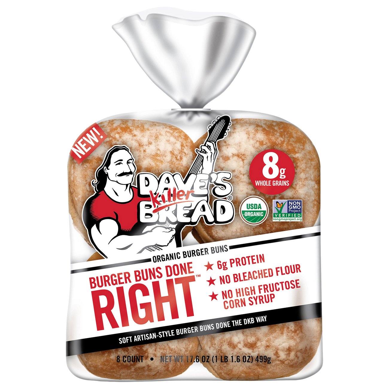 Dave's Killer Bread Burger Buns Done Right Organic Hamburger Buns, 8 ct ...