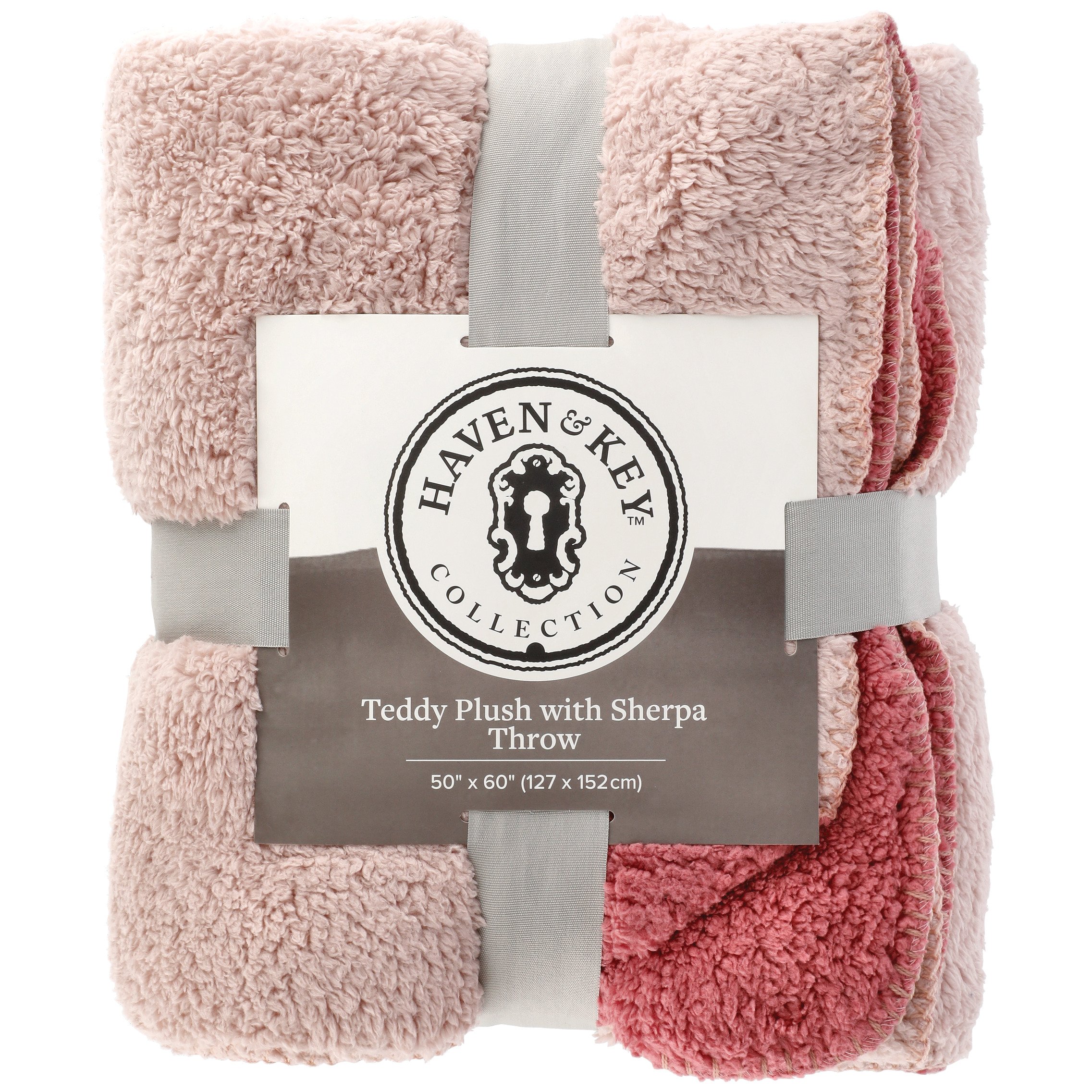 Haven & Key Rose Fused Teddy Reversible Plush with Sherpa Throw - Shop ...