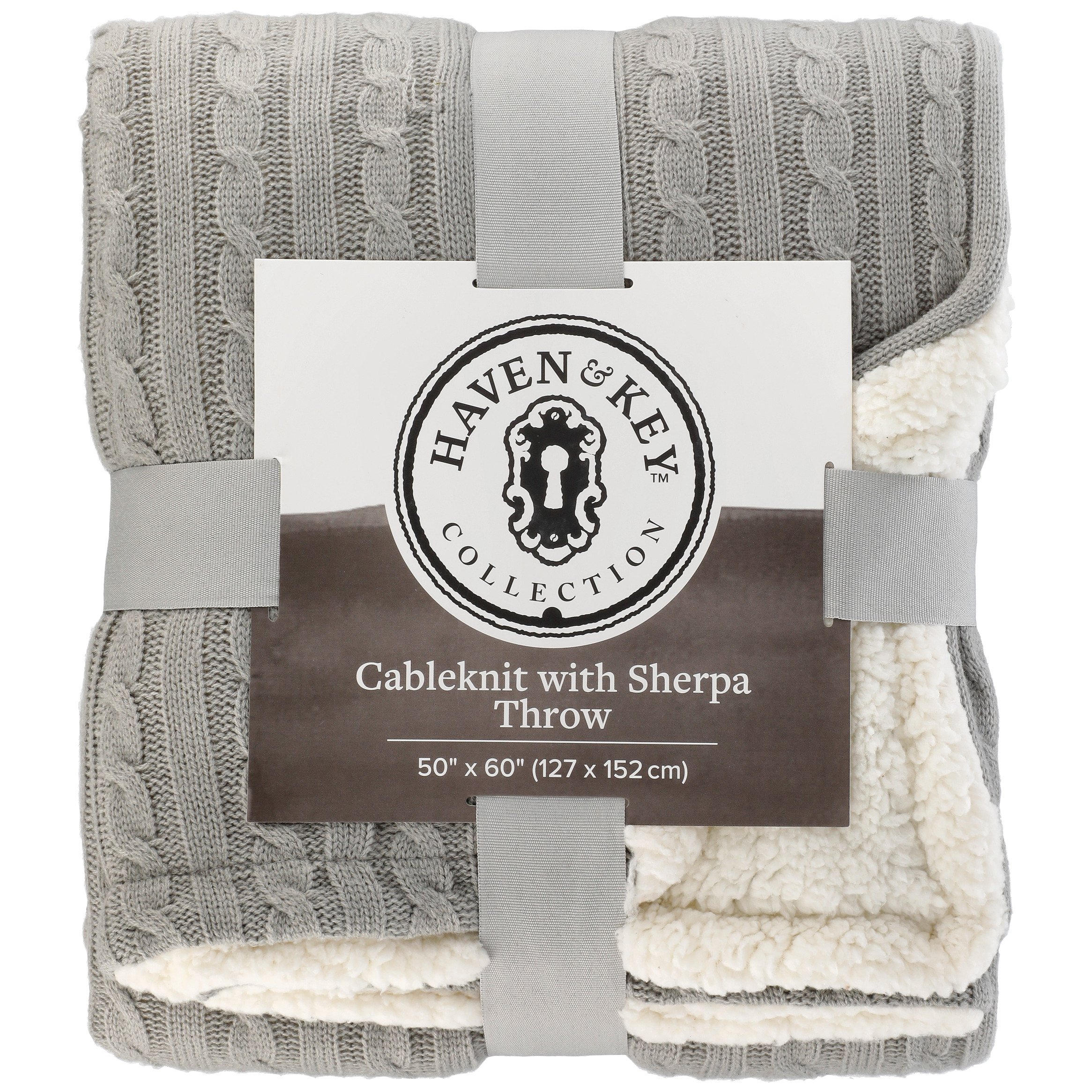 Haven & Key Dove Reversible Cableknit with Sherpa Throw - Shop Blankets ...