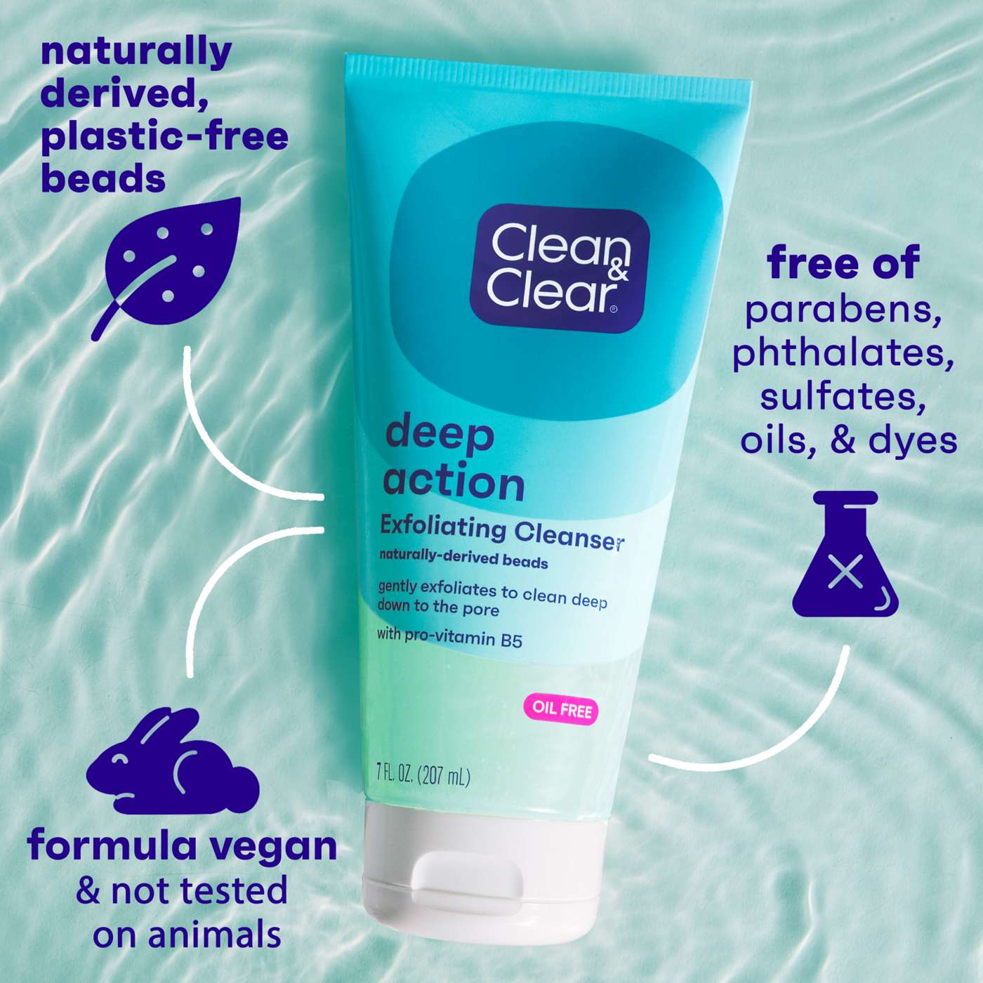 Clean & Clear Oil-Free Deep Action Exfoliating Facial Cleanser - Shop ...
