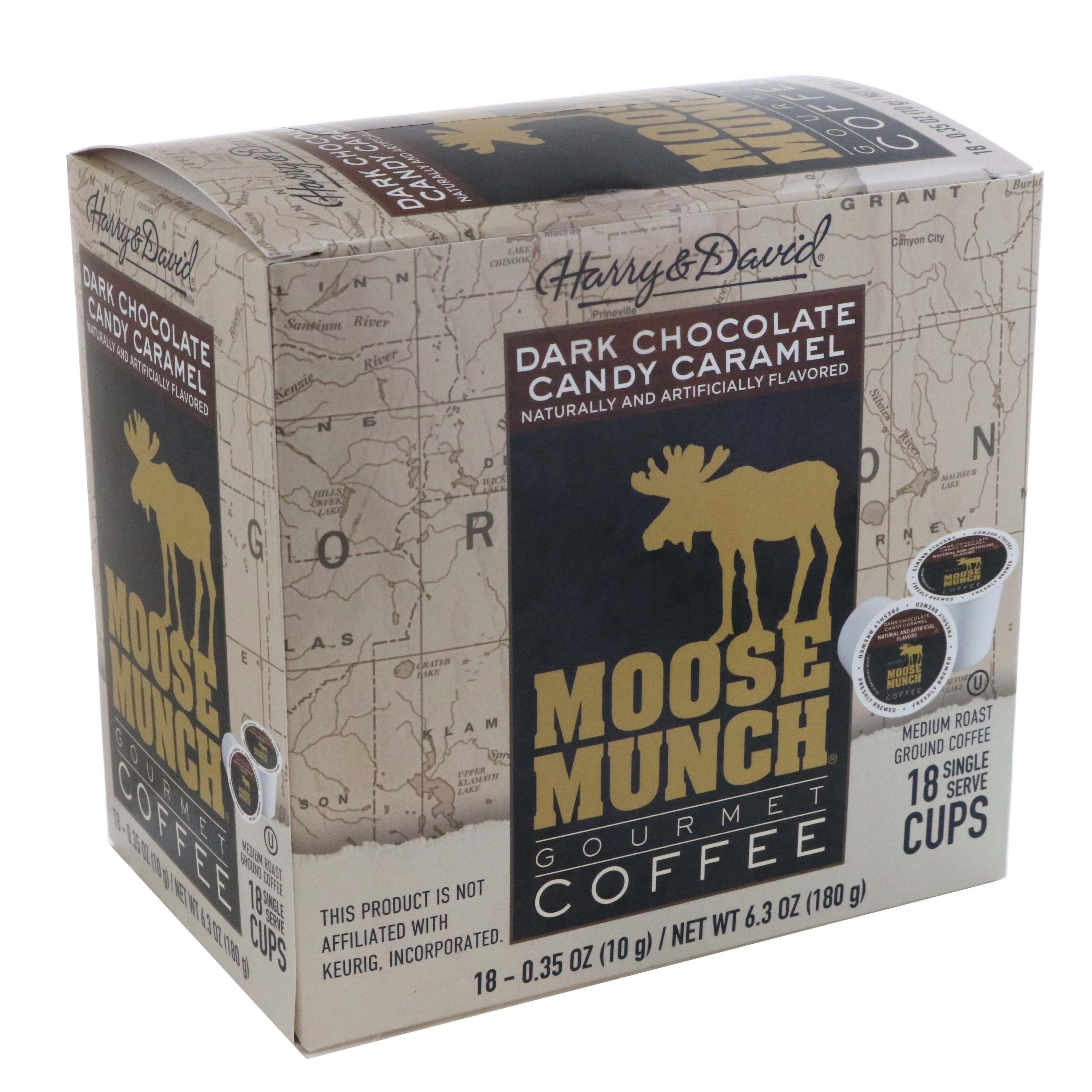 Moose Munch Dark Chocolate Candy Caramel Single Serve Coffee Cups ...