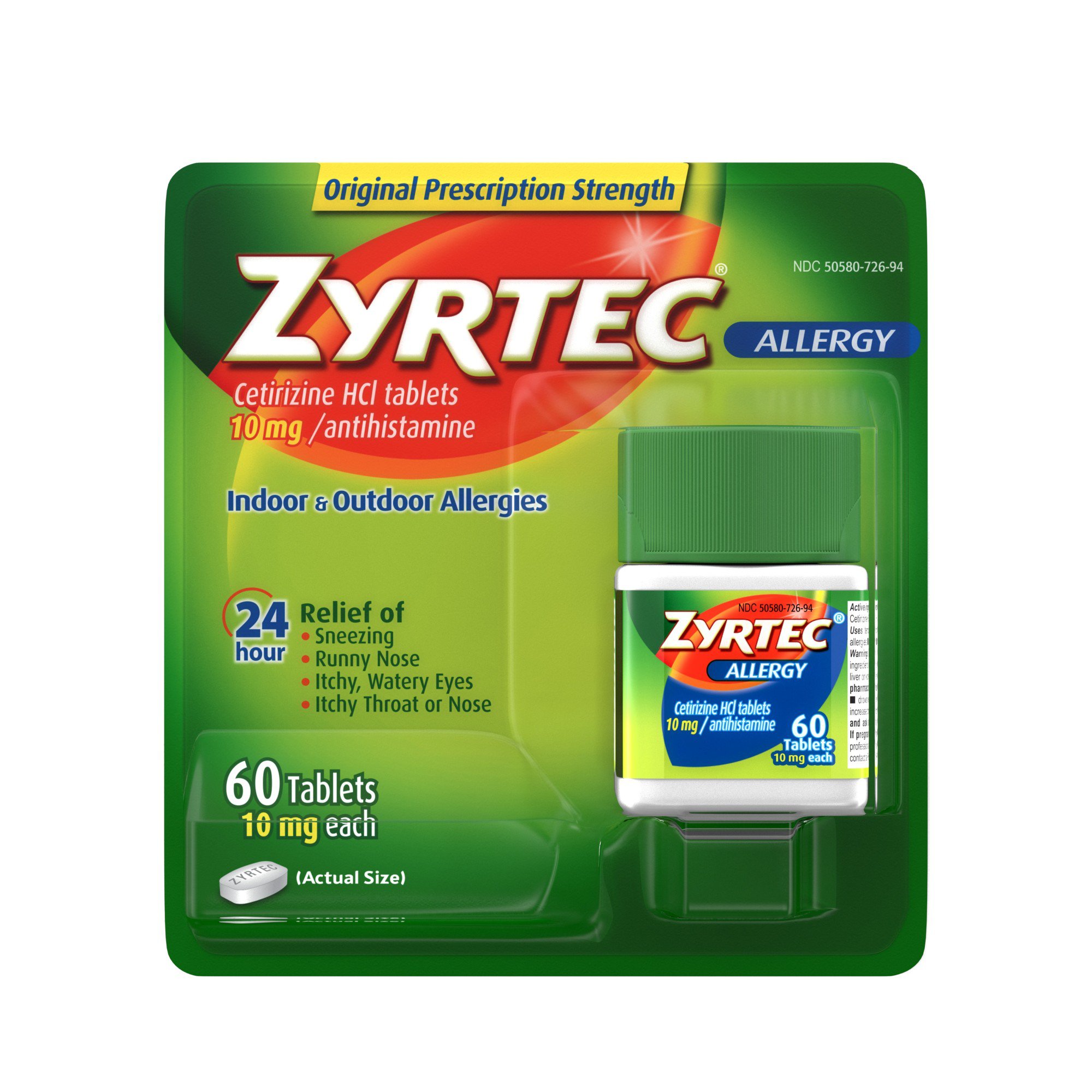 Zyrtec Allergy 24 Hour Relief Tablets 10 Mg Shop Sinus Allergy At