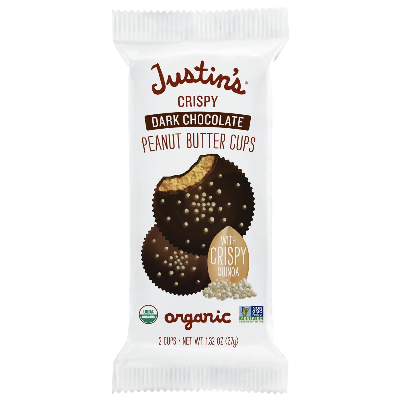 Justin's Organic Crispy Dark Chocolate Peanut Butter Cups - Shop Candy ...