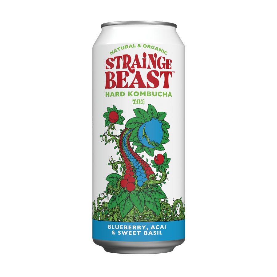 Strainge Beast Hard Kombucha Bluberry, Acai & Sweet Basil Can - Shop ...