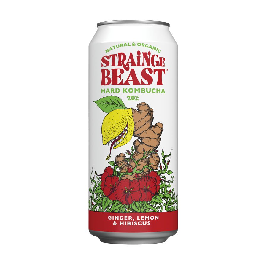 Strainge Beast Hard Kombucha Ginger, Lemon & Hibiscus Can - Shop Malt ...